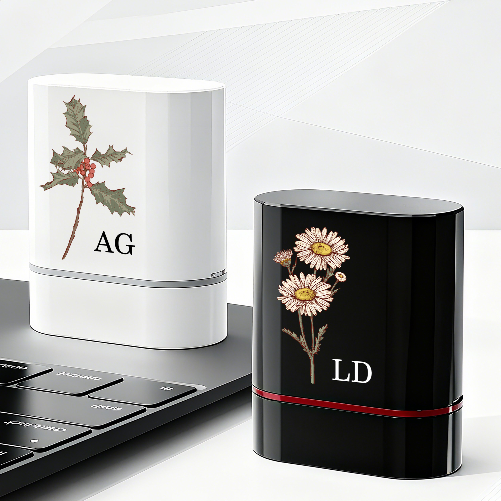 Personalised Birth Flower Name Portable Stamp Daily Use Birthday Gift ...