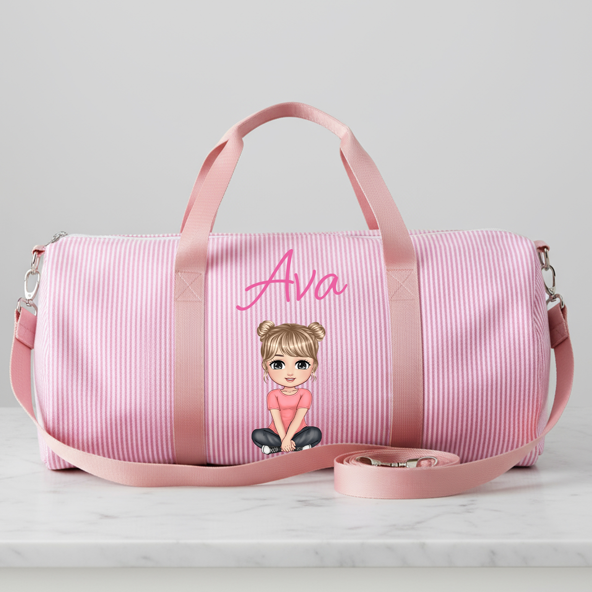 Personalized Cartoon Character Large Canvas Duffle Bag with Name Travel ...
