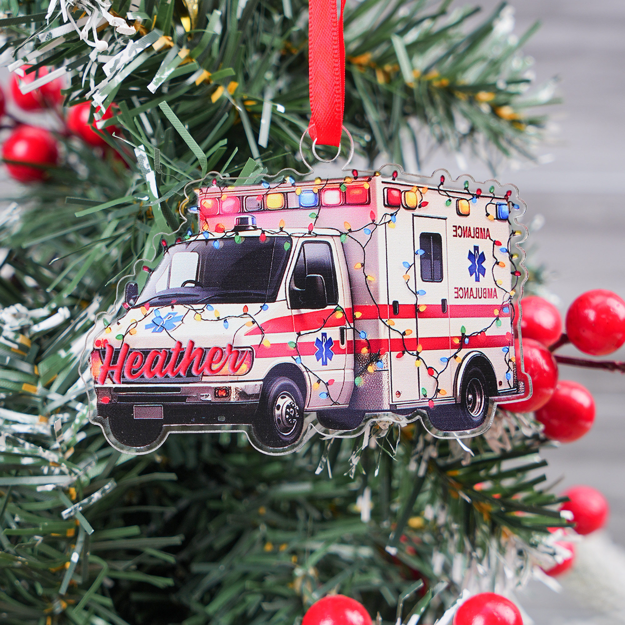 Personalized Ambulance Christmas Acrylic Ornament with Name Home Decor ...