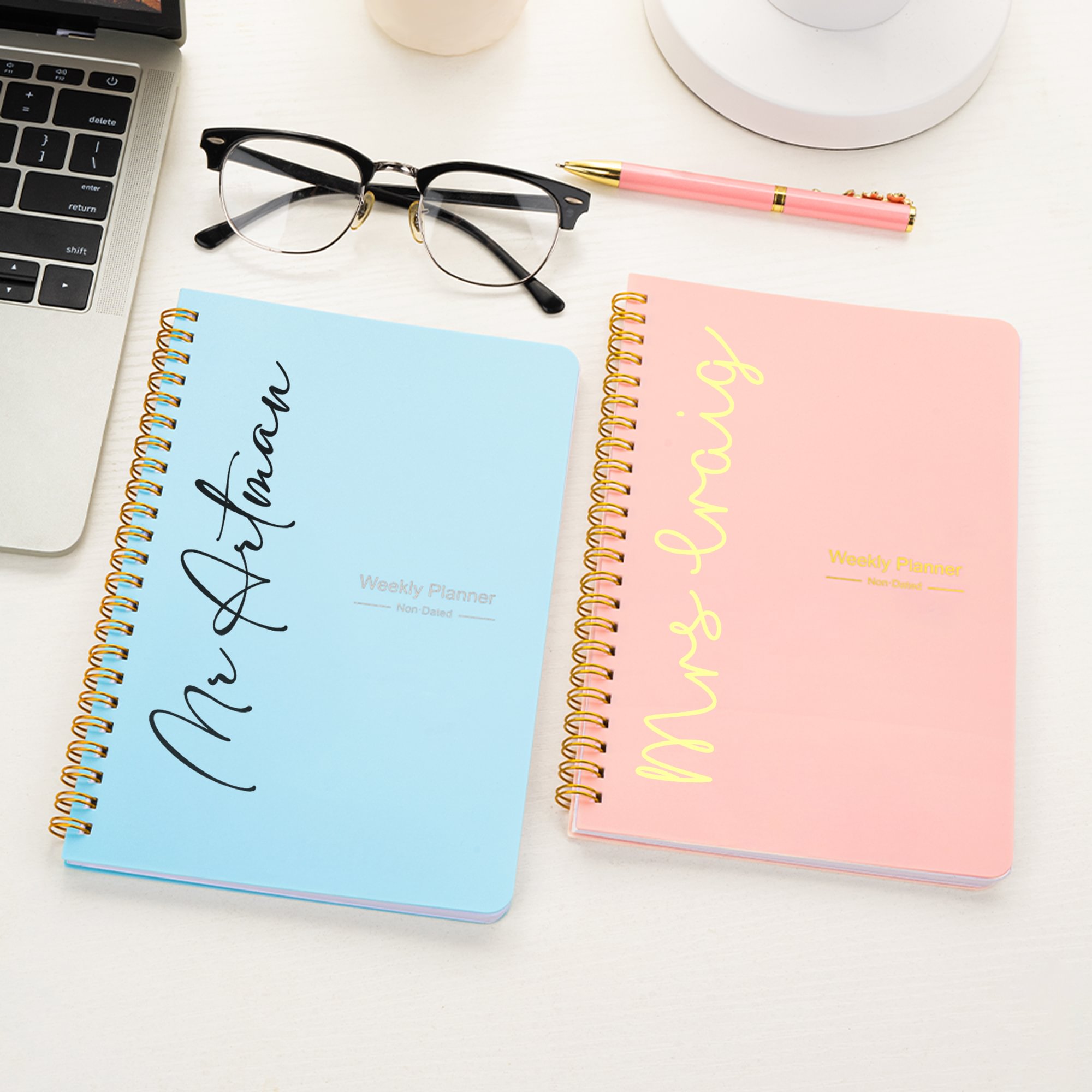 Personalised Multicolour Name Spiral A5 Notebook with Weekly Planner ...