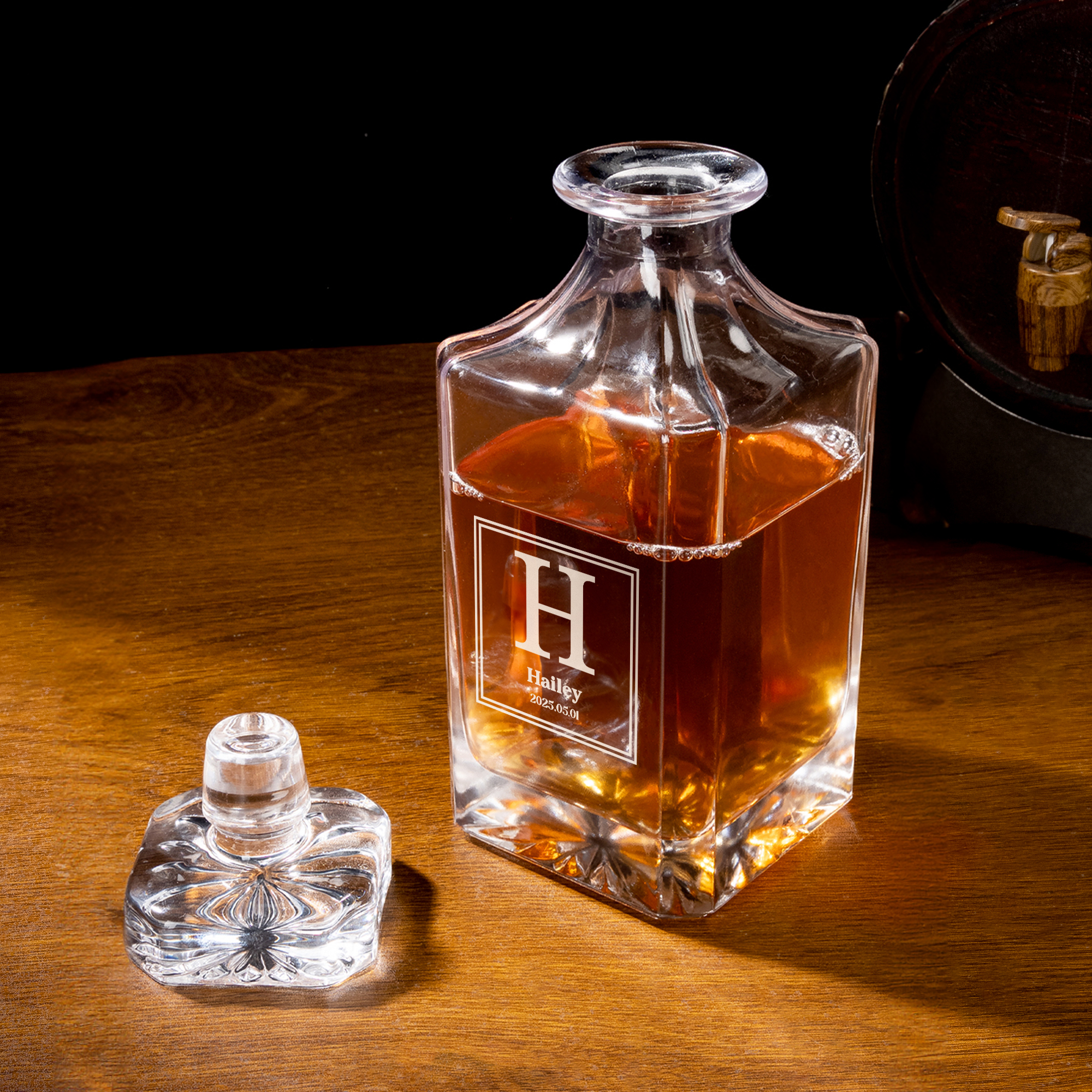 Carafe à whisky personnalisée avec 4 verres avec nom gravé, initiales ...