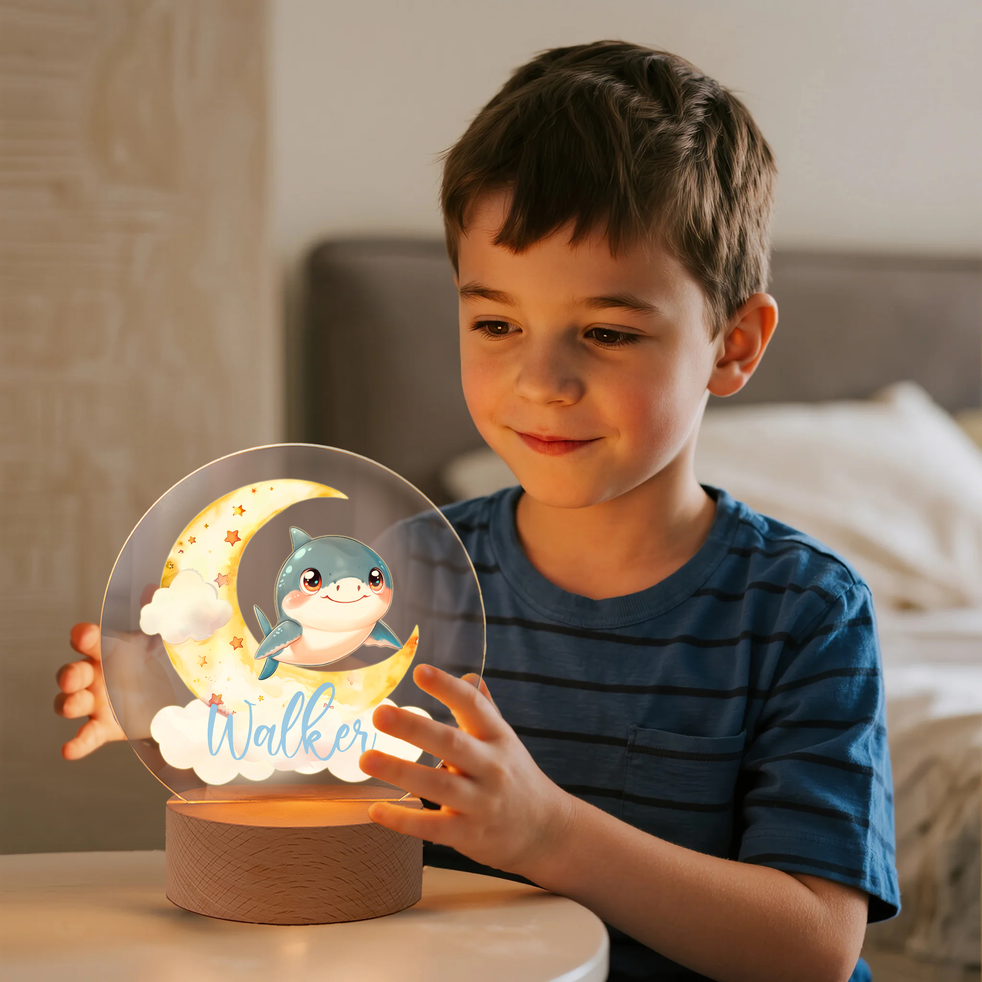 Personalized Cute Marine Jungle Animals Acrylic LED Night Light with ...