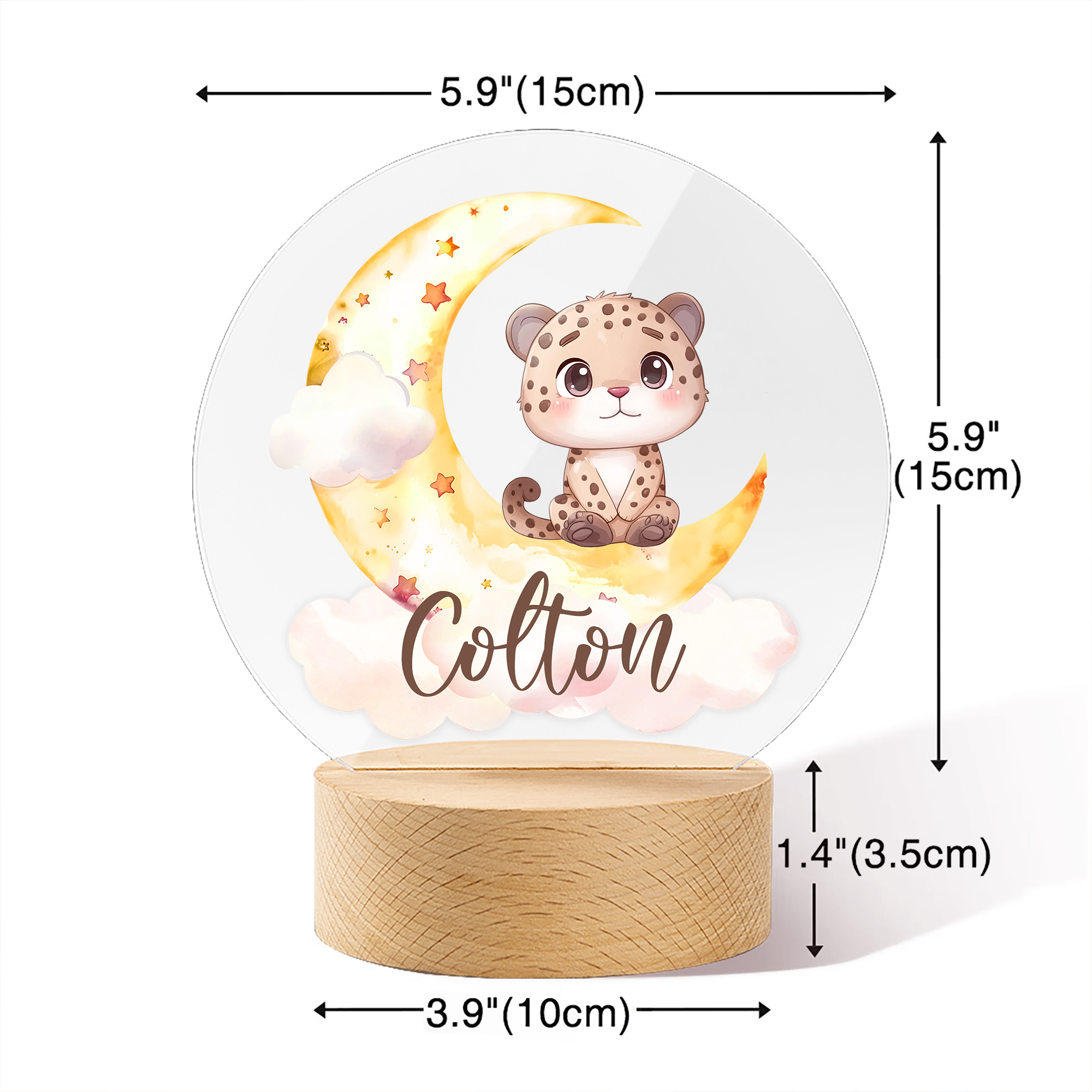 Personalized Cute Marine Jungle Animals Acrylic LED Night Light with ...