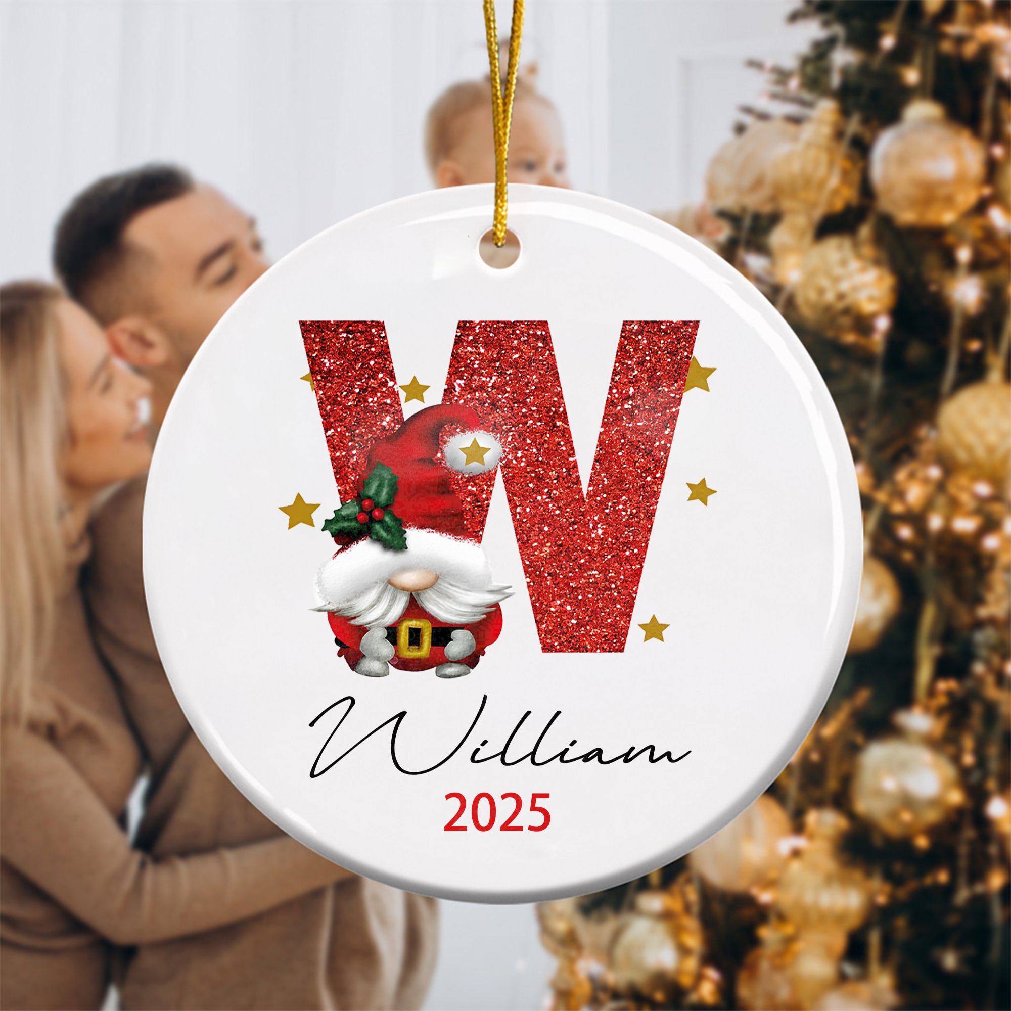 Personalised Santa Claus Initial Ceramic Ornament with Name and Year ...