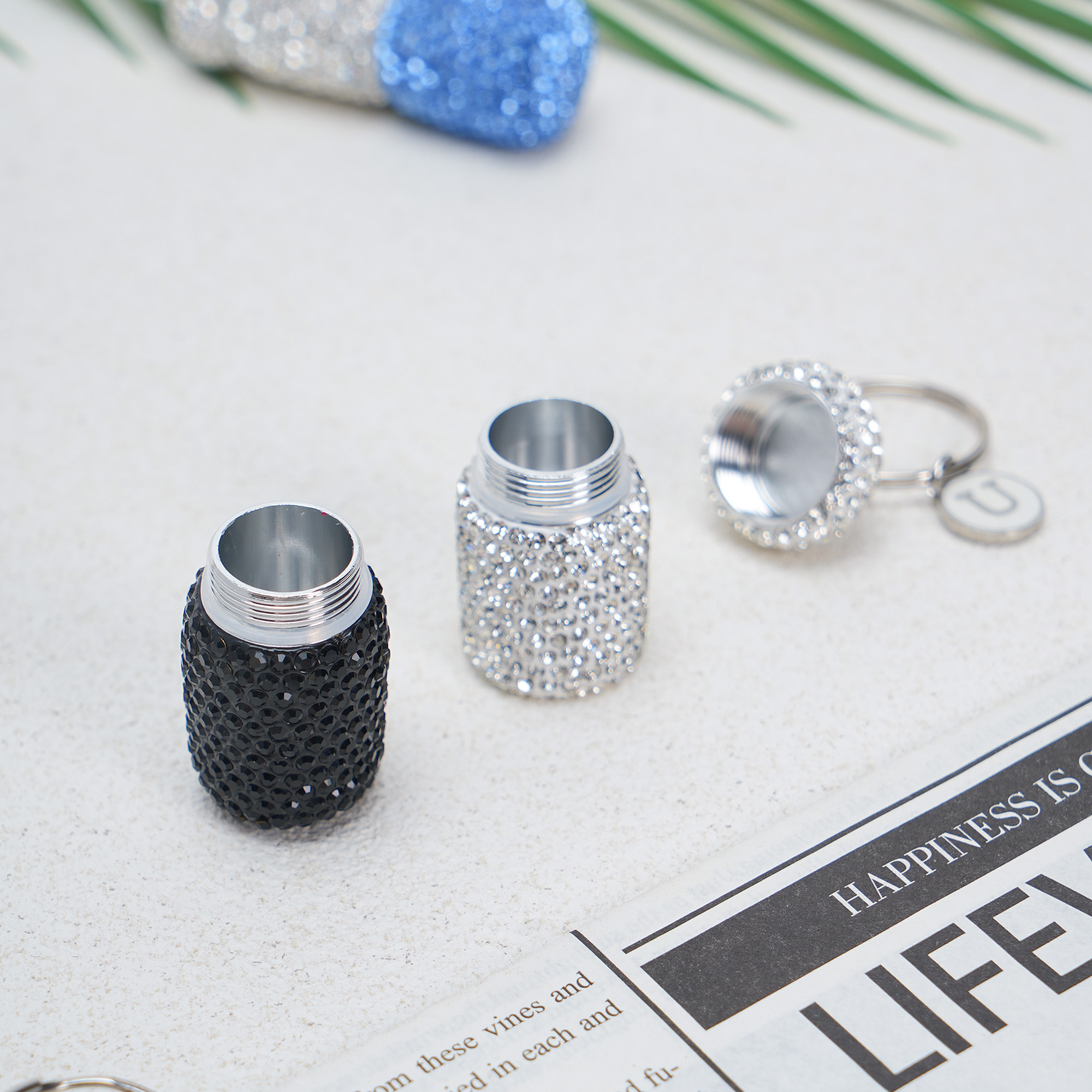 Personalized Glitter Rhinestone Capsule Portable Double Layer Pill ...