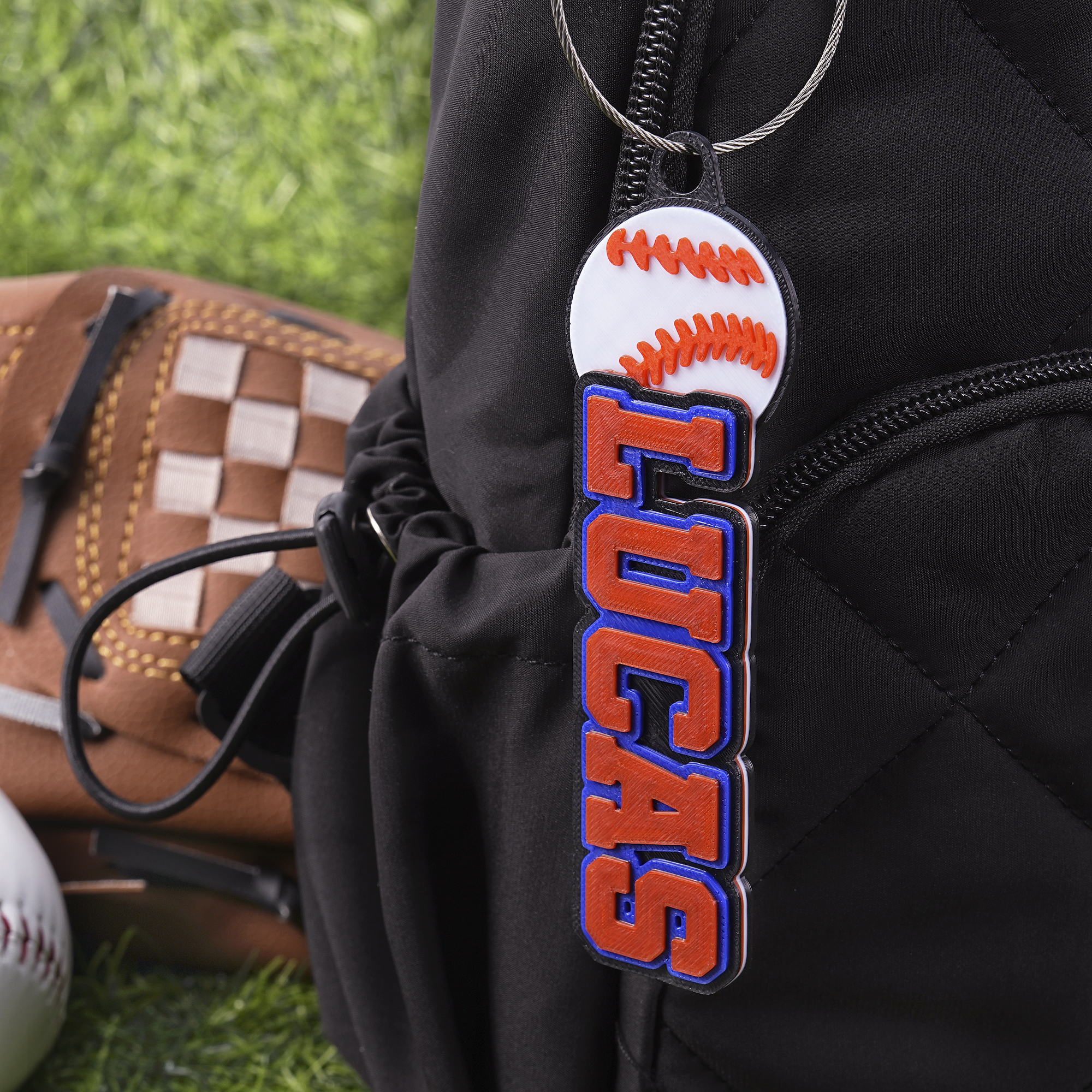 Personalised Baseball Softball 3D Name Keychain Bag Pack Tag Back to ...