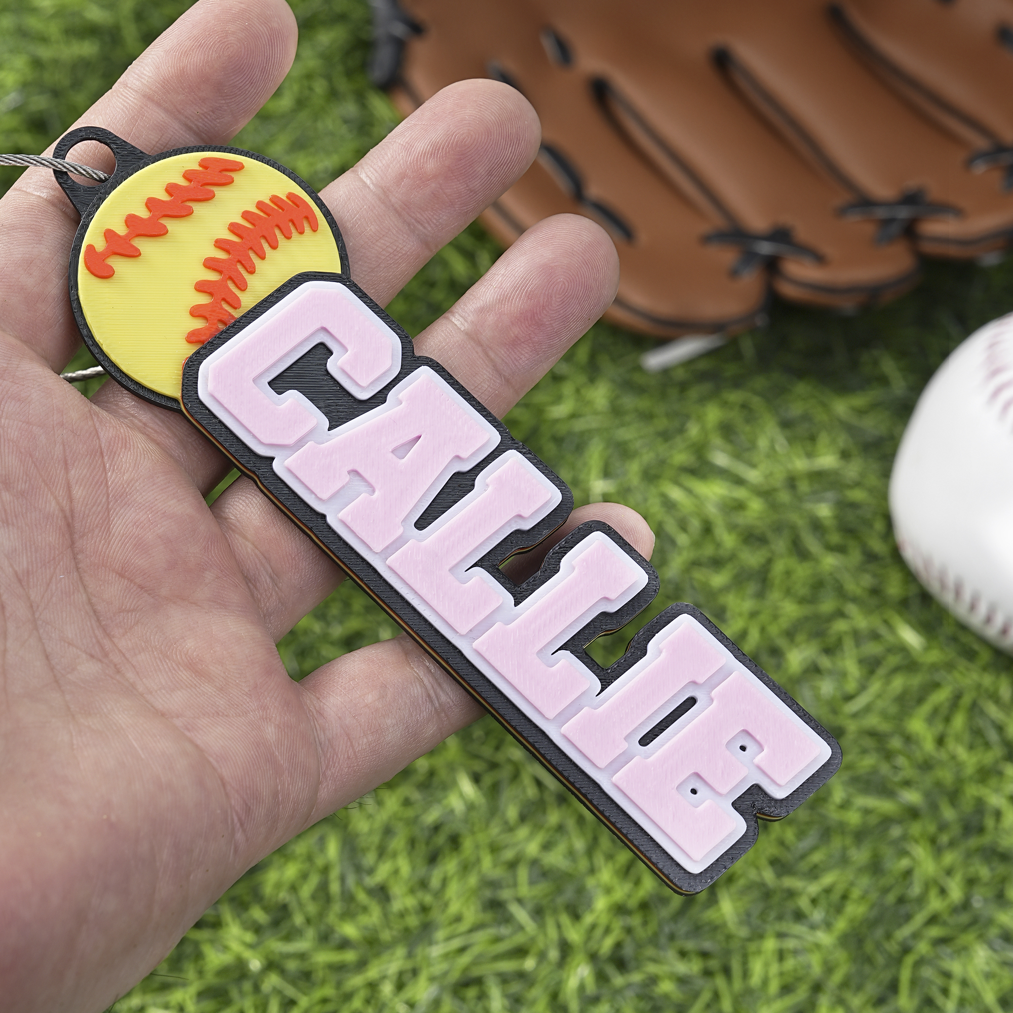 Personalised Baseball Softball 3D Name Keychain Bag Pack Tag Back to ...