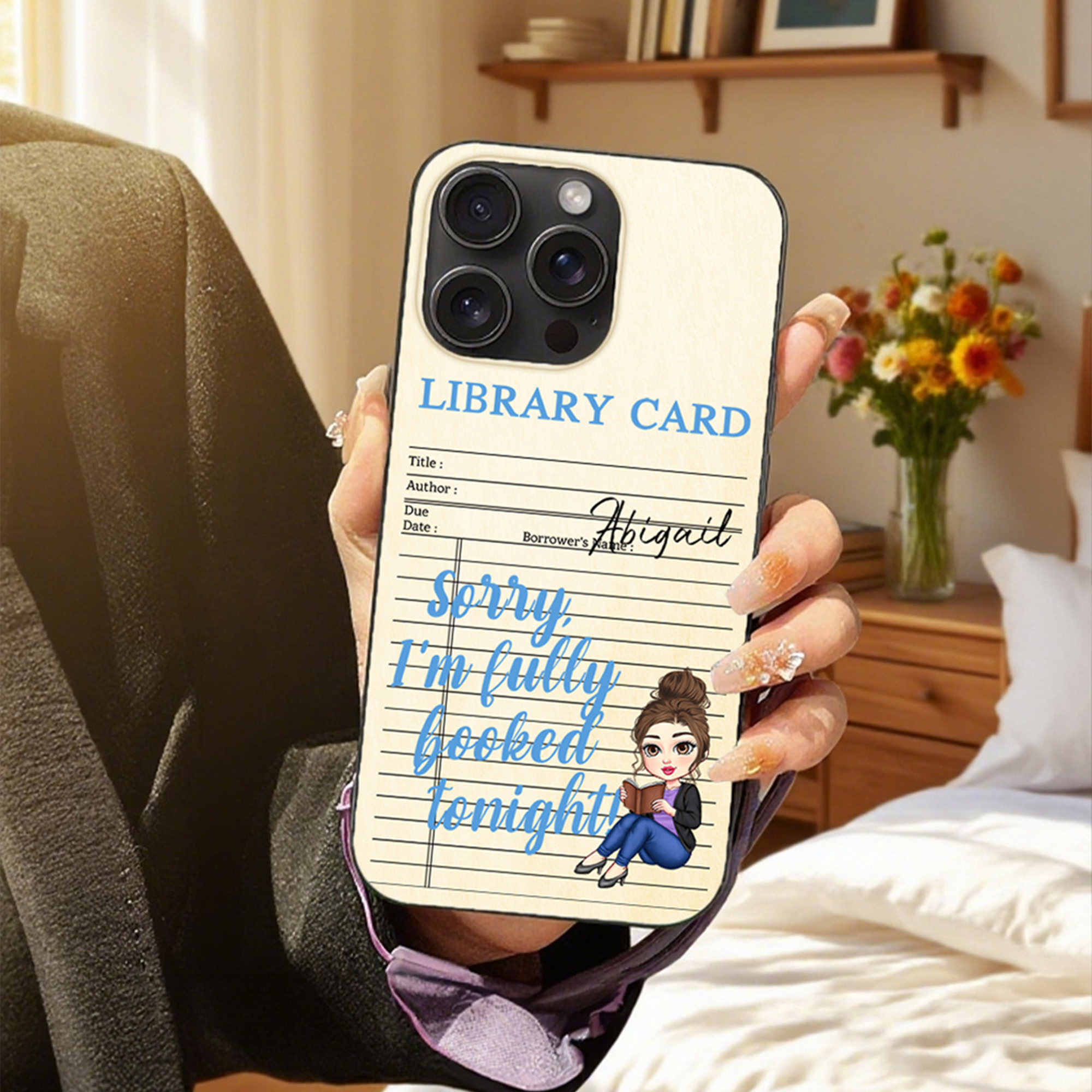 Personalized Cartoon Reading Character Phone Case for iPhone with Name ...
