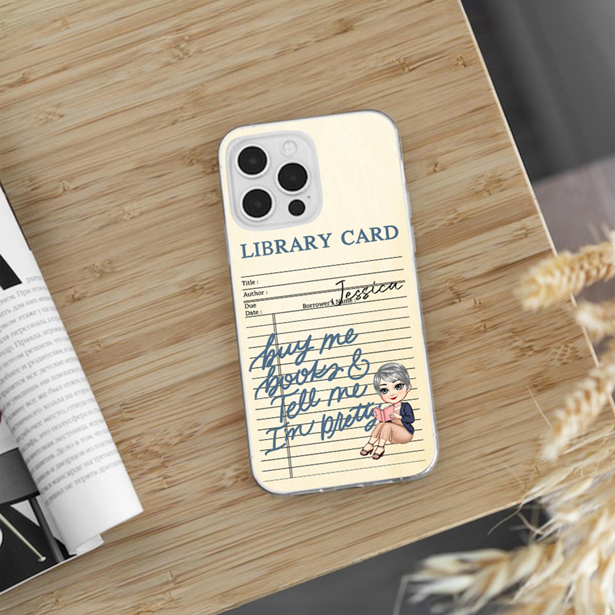 Personalized Cartoon Reading Character Phone Case for iPhone with Name ...
