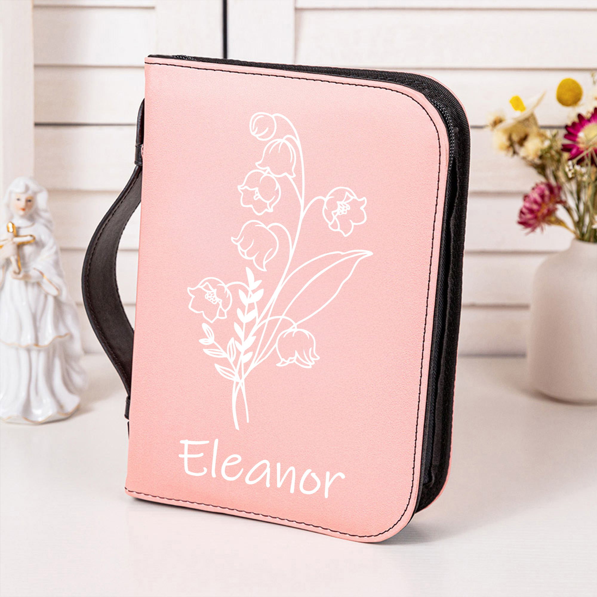 Personalised Birth Flower Bible Verses PU Leather Book Cover with Name ...