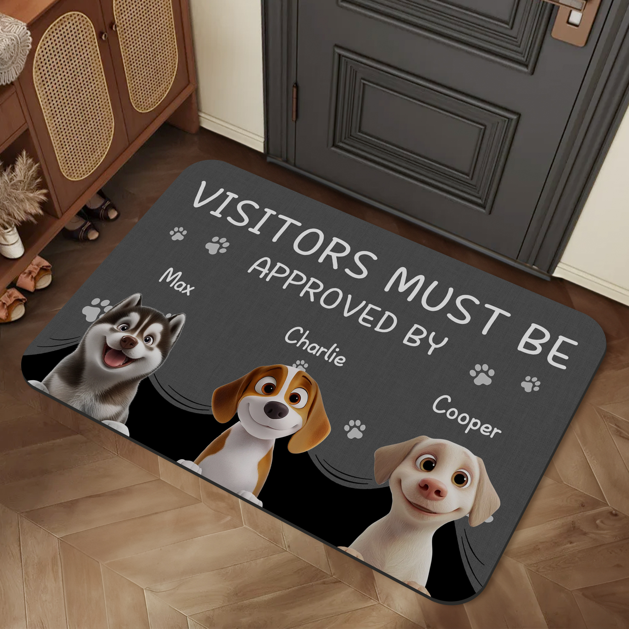 Personalised Visitors Must Be Approved By 3D Cartoon Pet Non-Slip ...