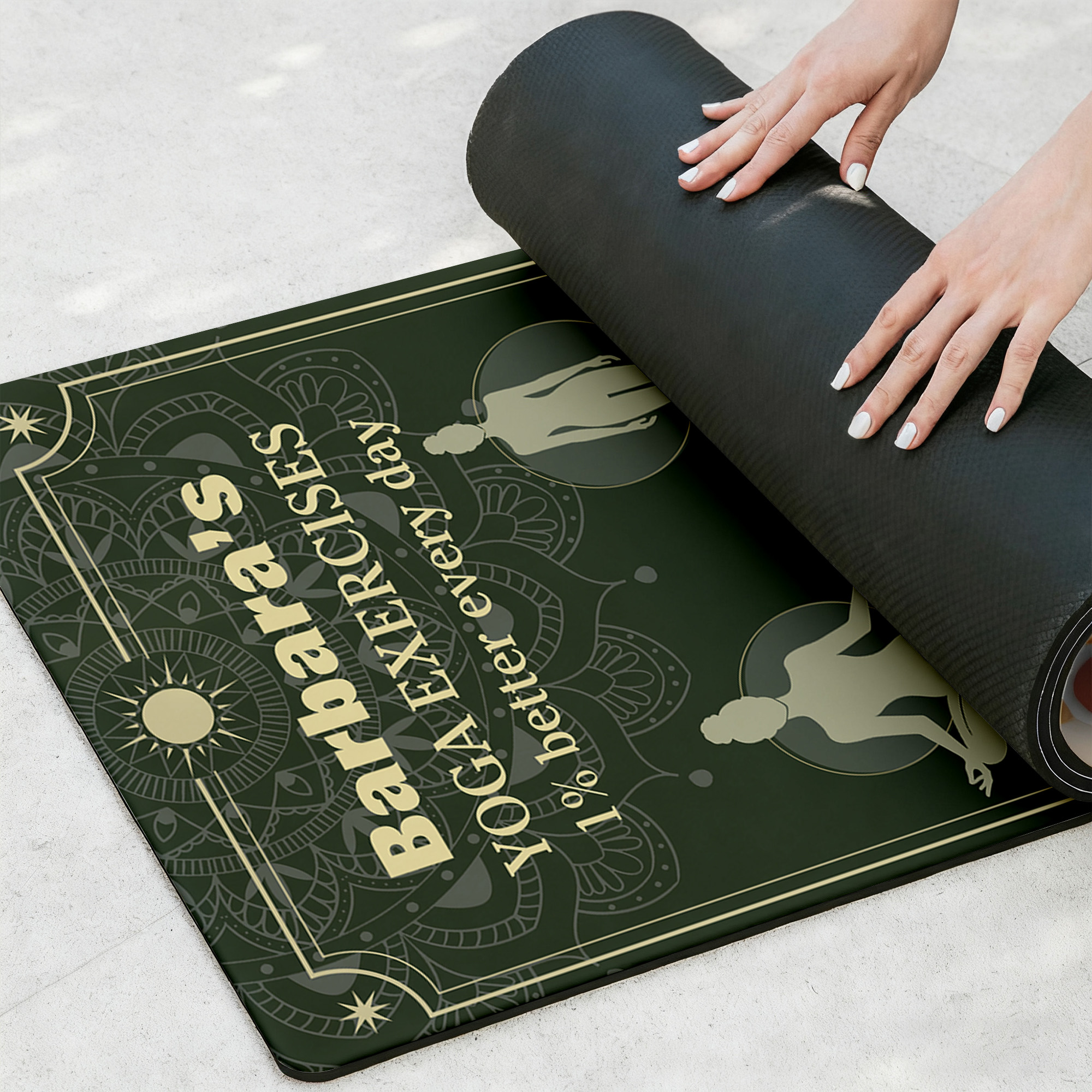 Personalized Mandala Yoga Postures Super Absorbent Yoga Mat with Name ...