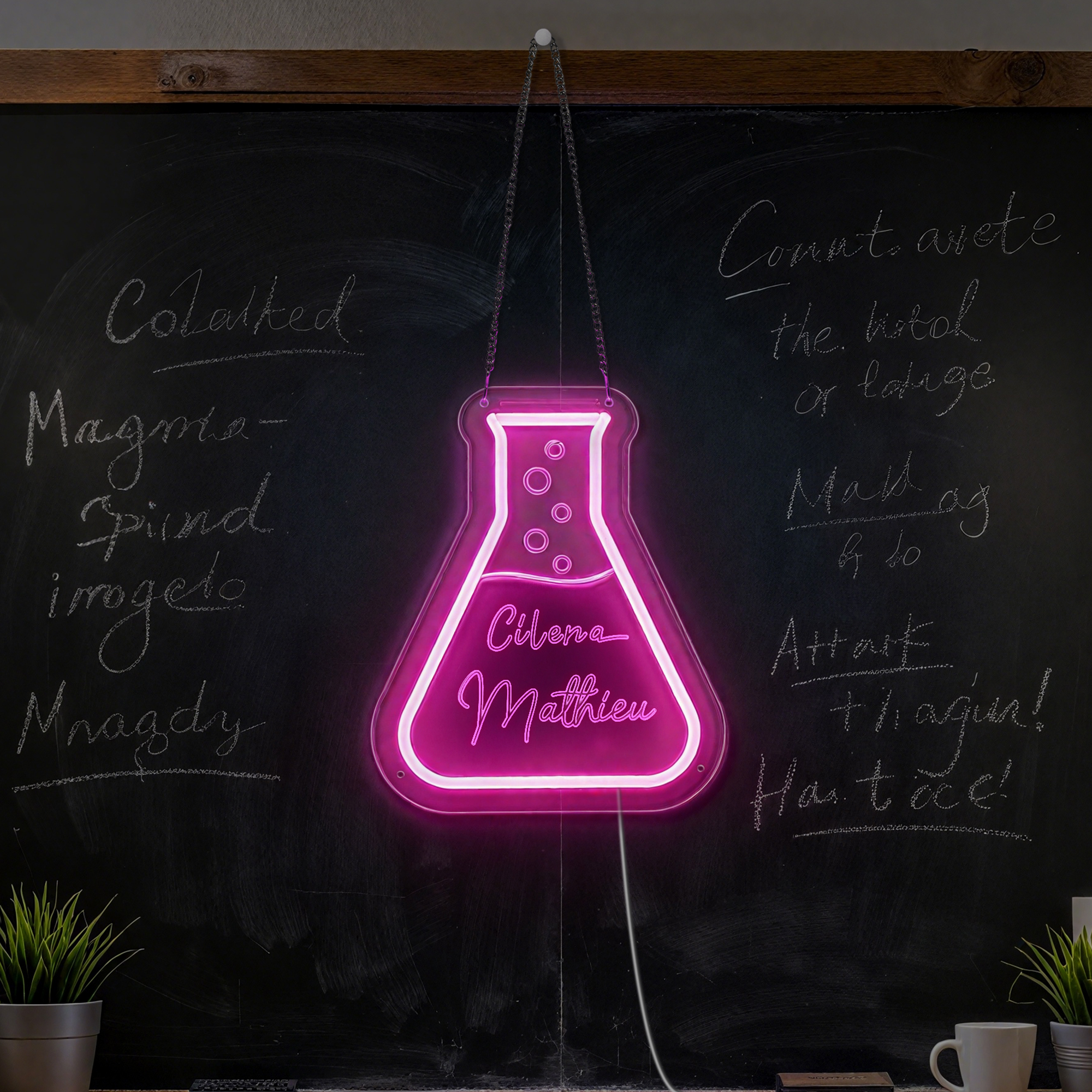 Personalized Multicolour Science Beaker Neon Sign with Name Science ...