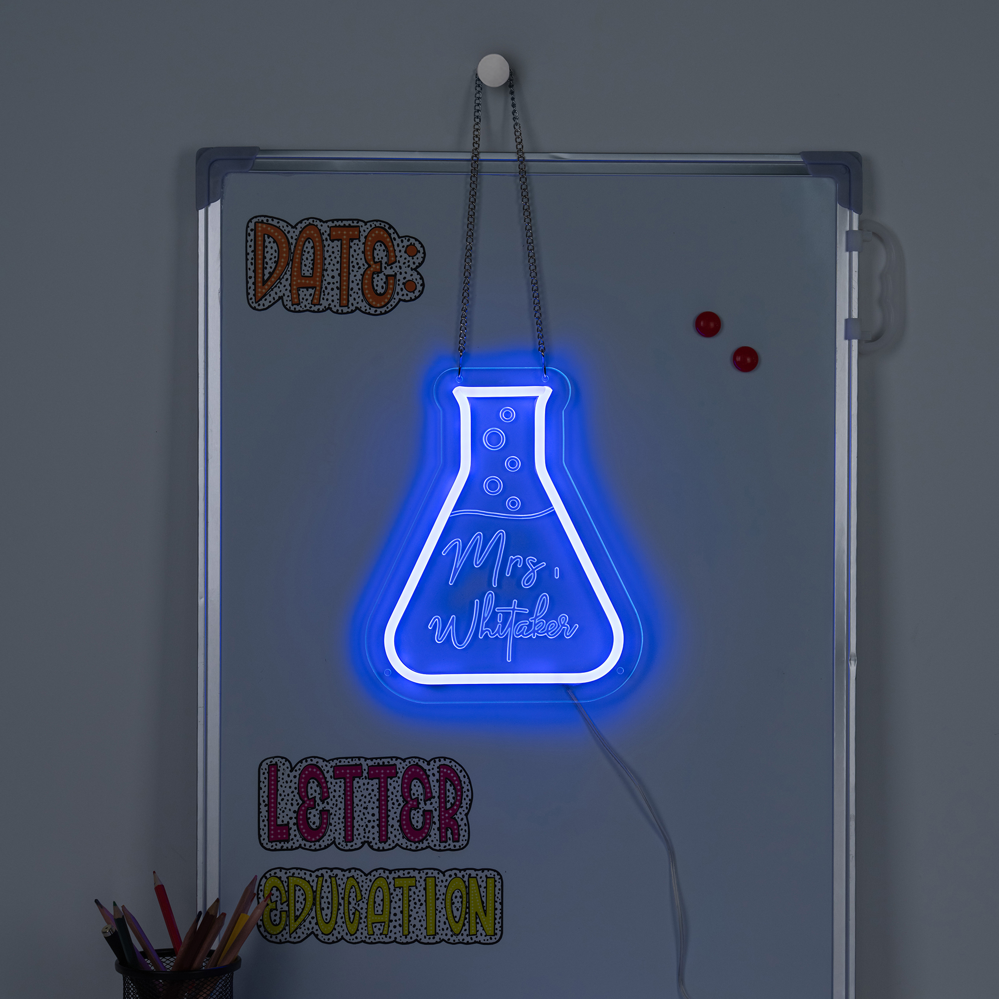Personalised Multicolour Science Beaker Neon Sign with Name Science ...