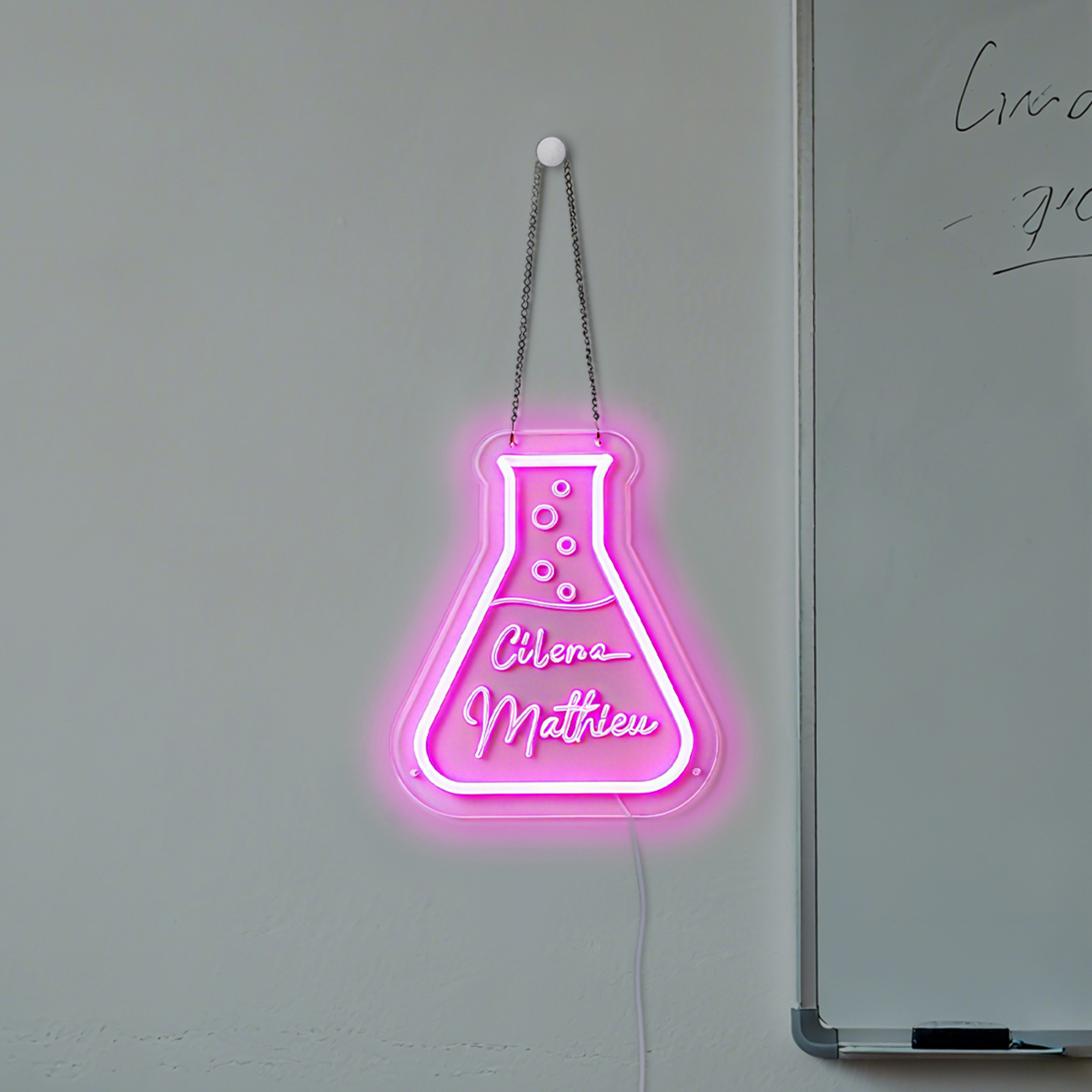 Personalised Multicolour Science Beaker Neon Sign with Name Science ...