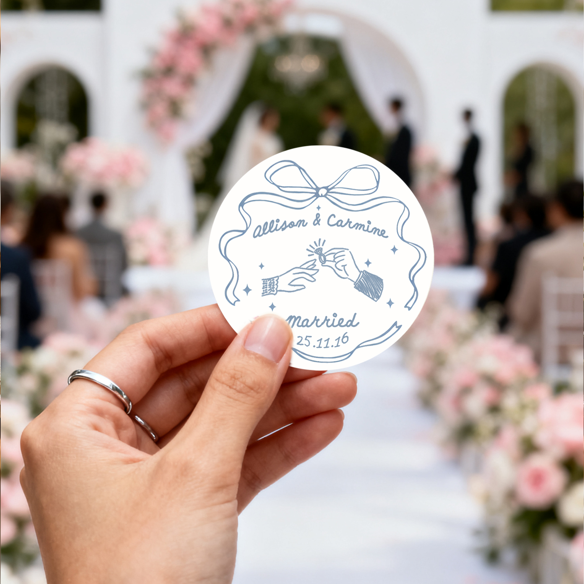 Gepersonaliseerde Romantische Bruiloft Boog Waterdichte Stickers met ...