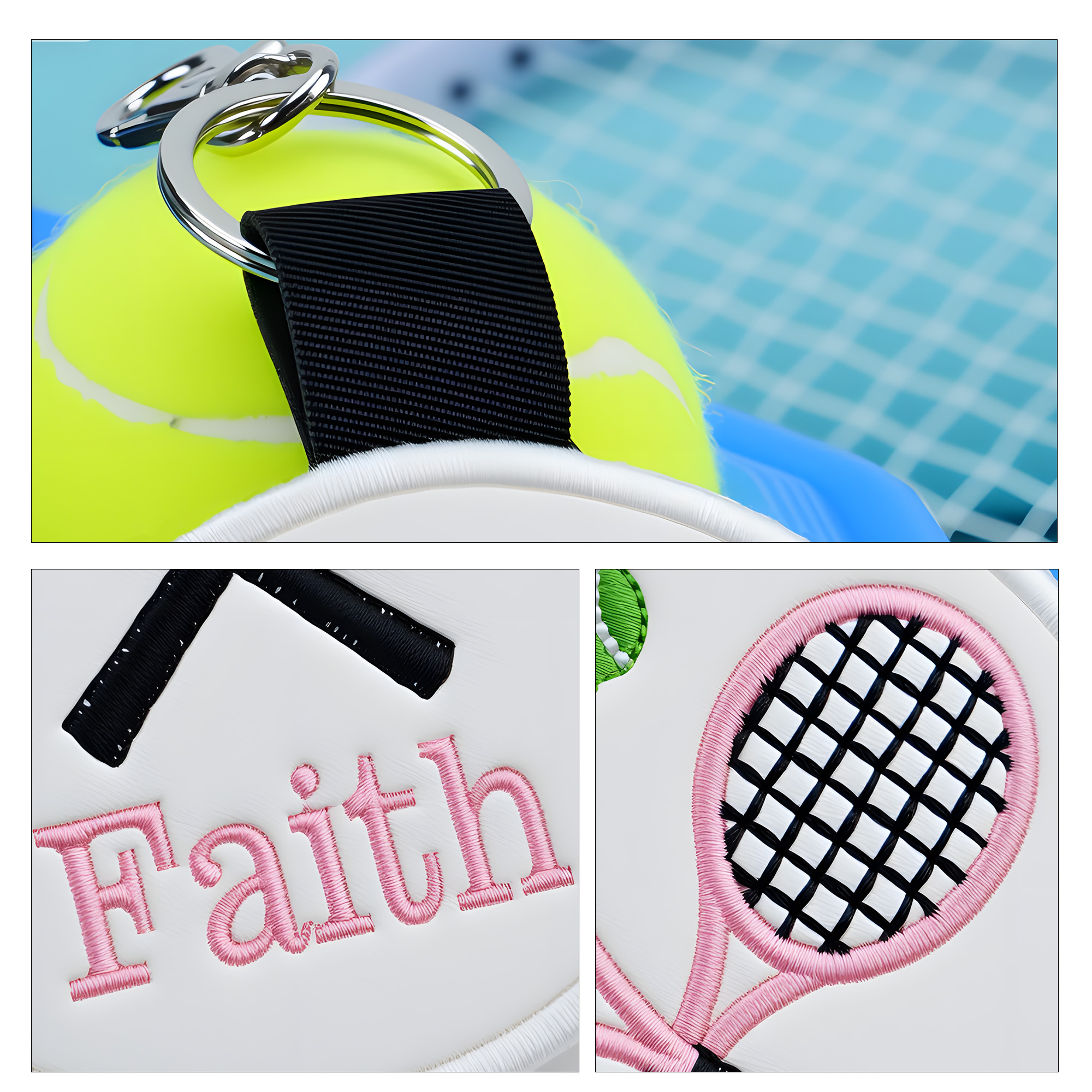 Personalised Multicolour Tennis Racket Design Bag Tag Keychain with ...