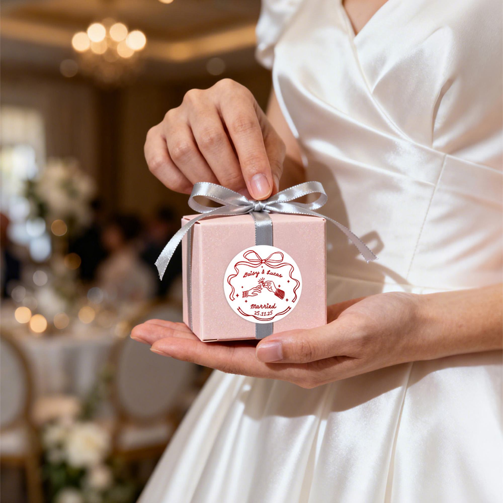 Gepersonaliseerde Romantische Bruiloft Boog Waterdichte Stickers met ...