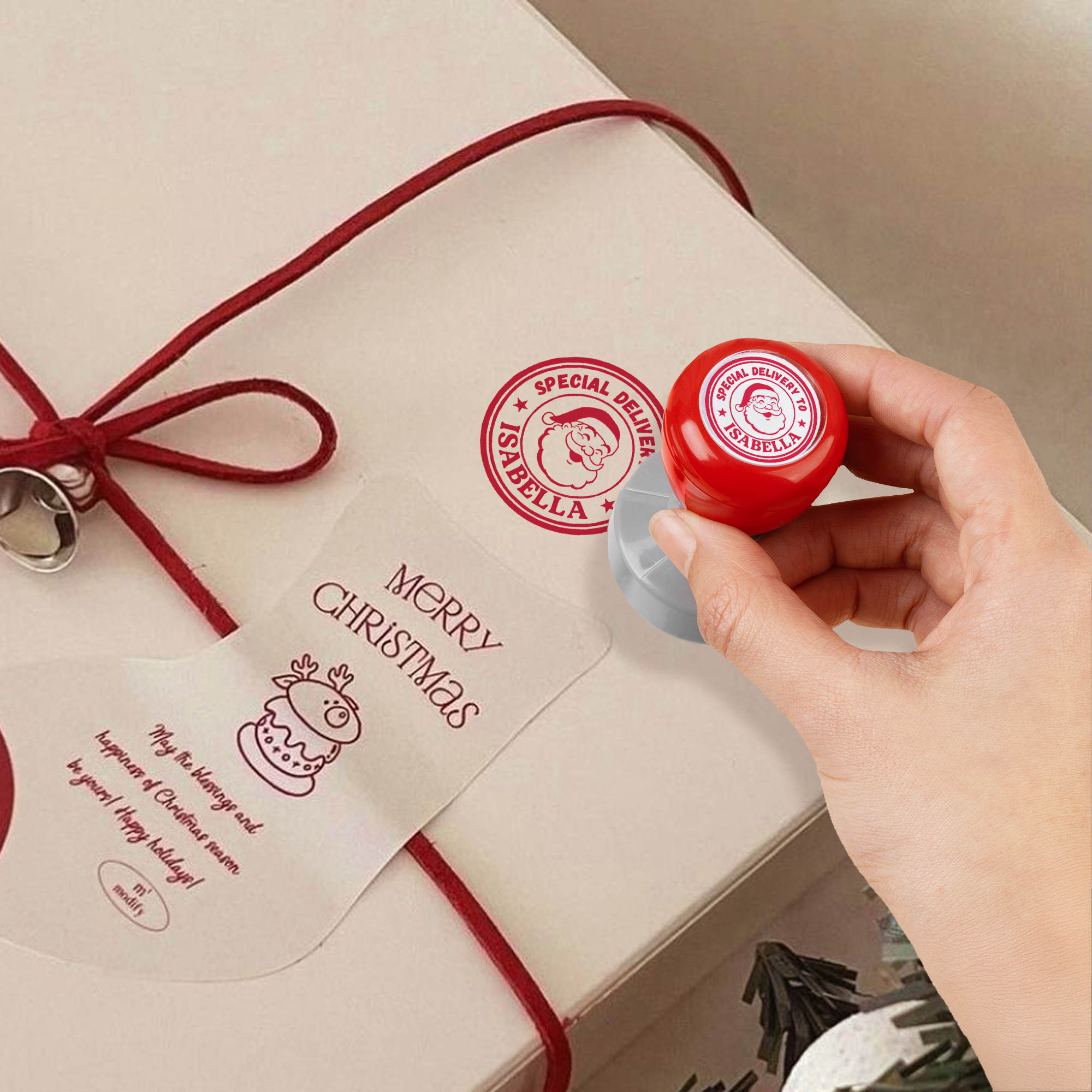 Personalised Cute Santa Claus Gingerbread Man Christmas Theme Stamp ...