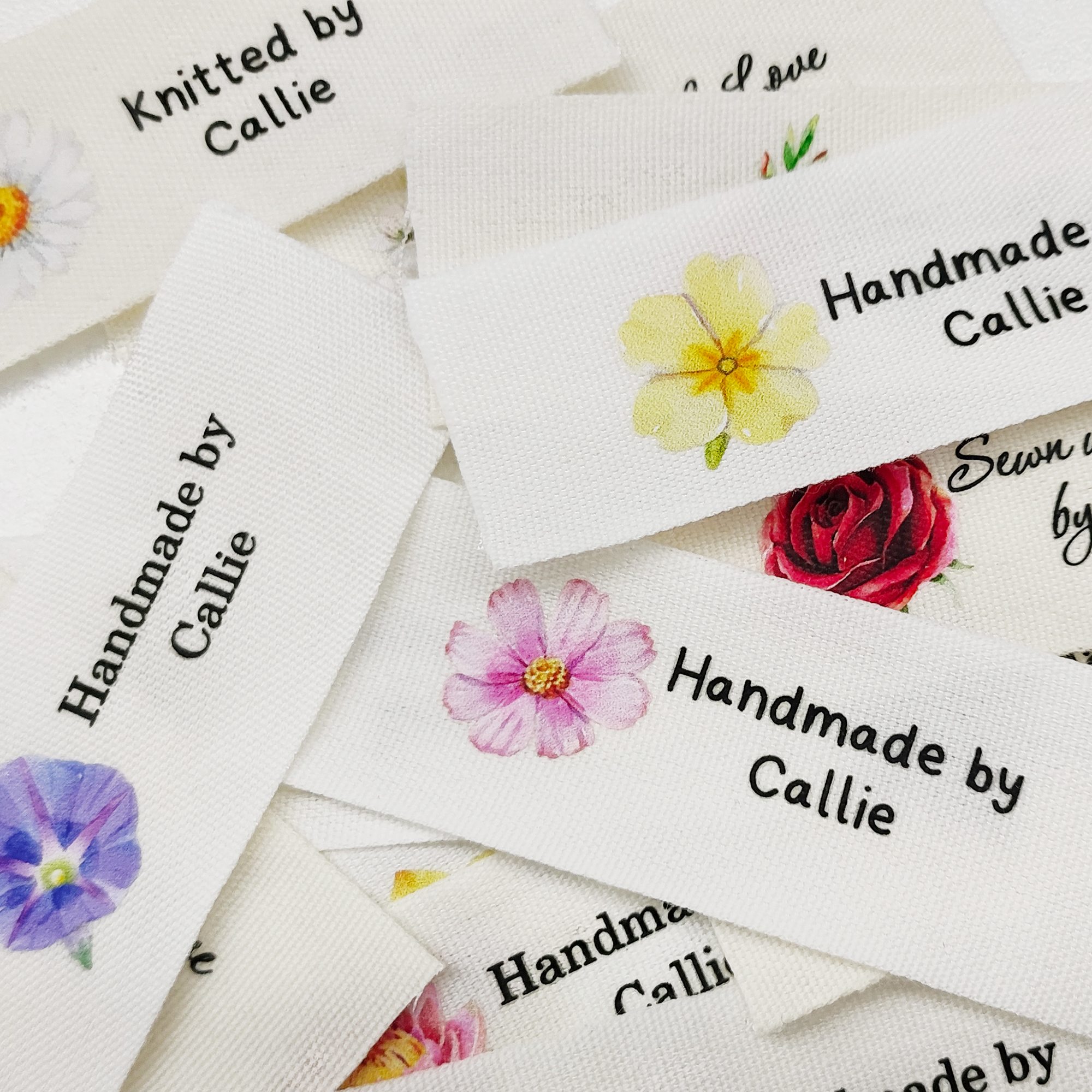 Personalised Birth Flower Sewing Labels Name Tags Set of 10 for ...