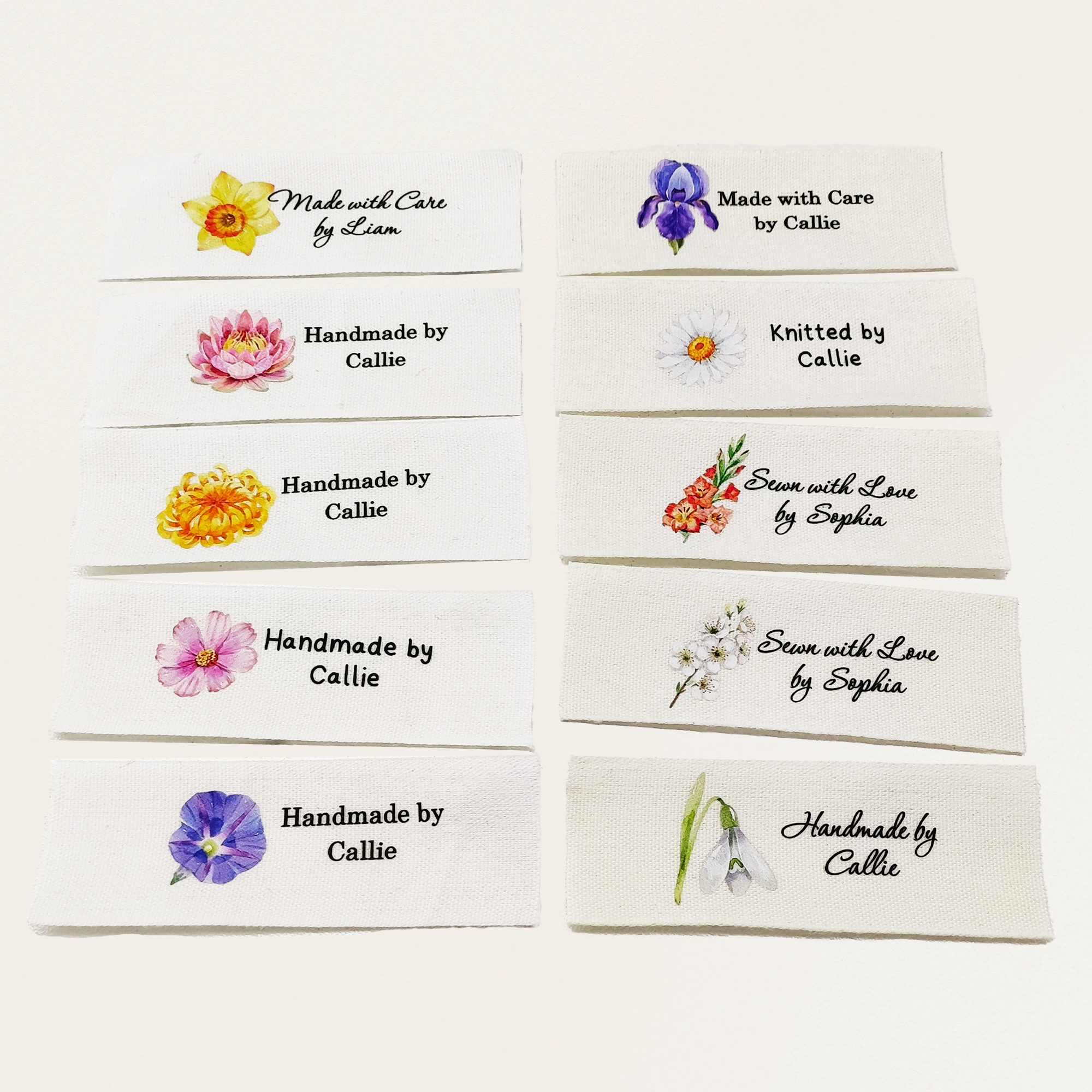 Personalized Birth Flower Sewing Labels Name Tags Set of 10 for ...