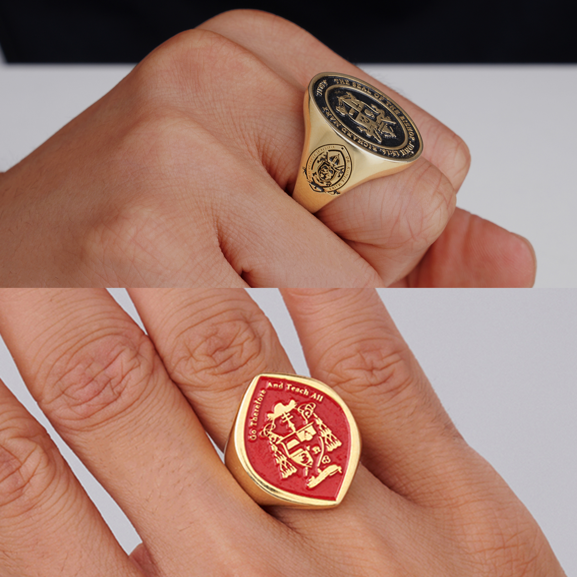 Sceau épiscopal personnalisé Bague d'évêque avec texte Bijoux ...
