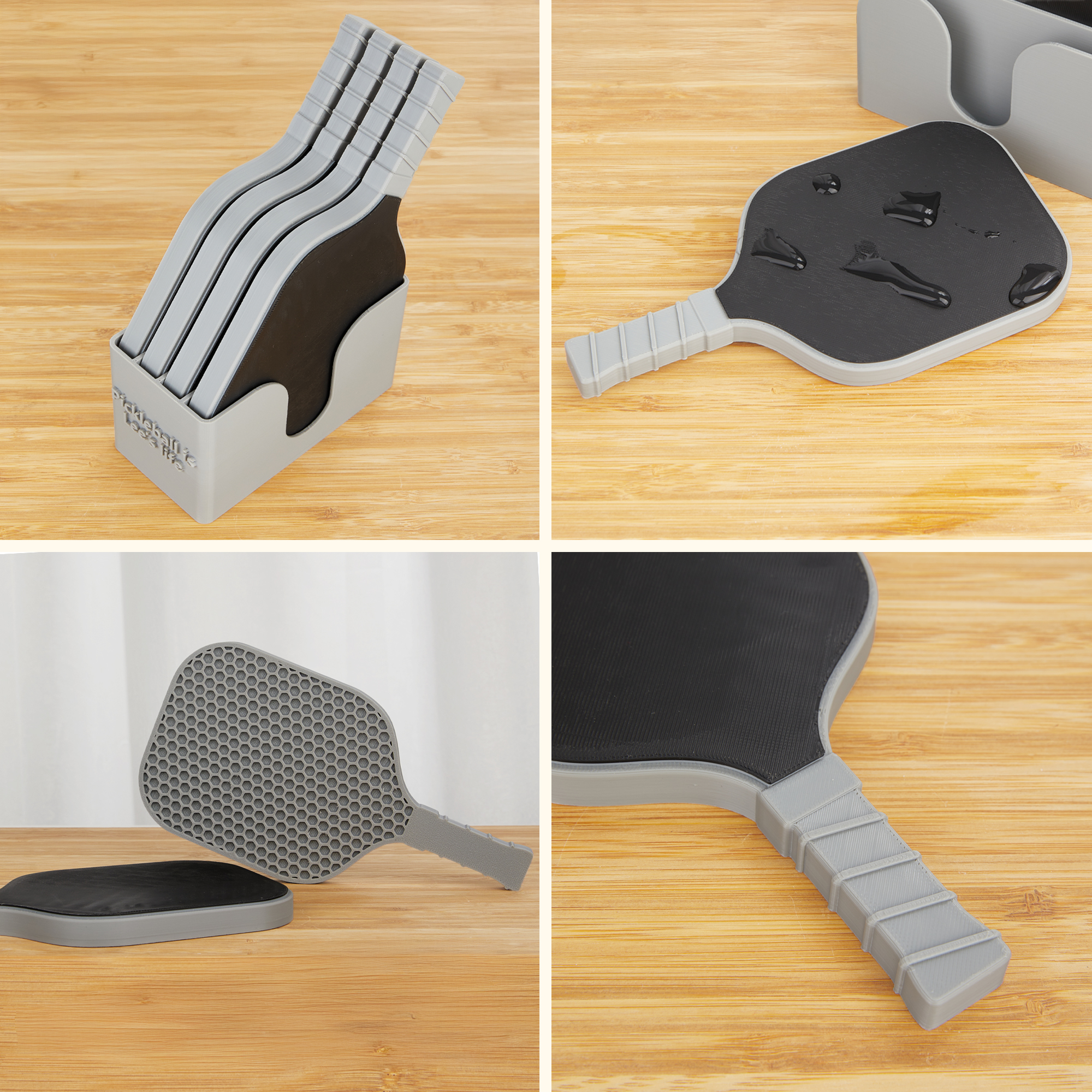 Personalized 3D Printed Cute Pickleball Paddle Coaster with 4 Rackets ...