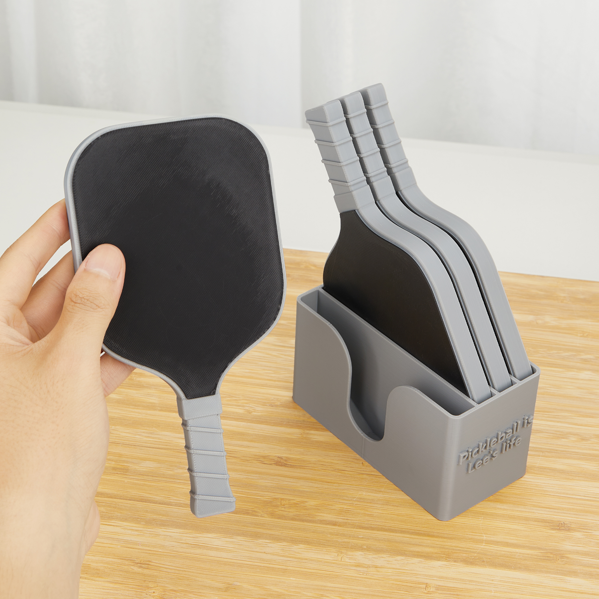 Personalized 3D Printed Cute Pickleball Paddle Coaster with 4 Rackets ...