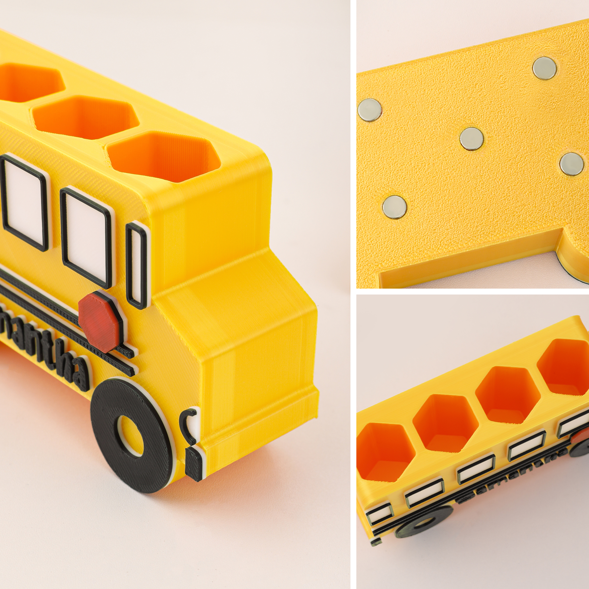 Personalised School Bus Dry Erase Marker Holder with Name Classroom ...