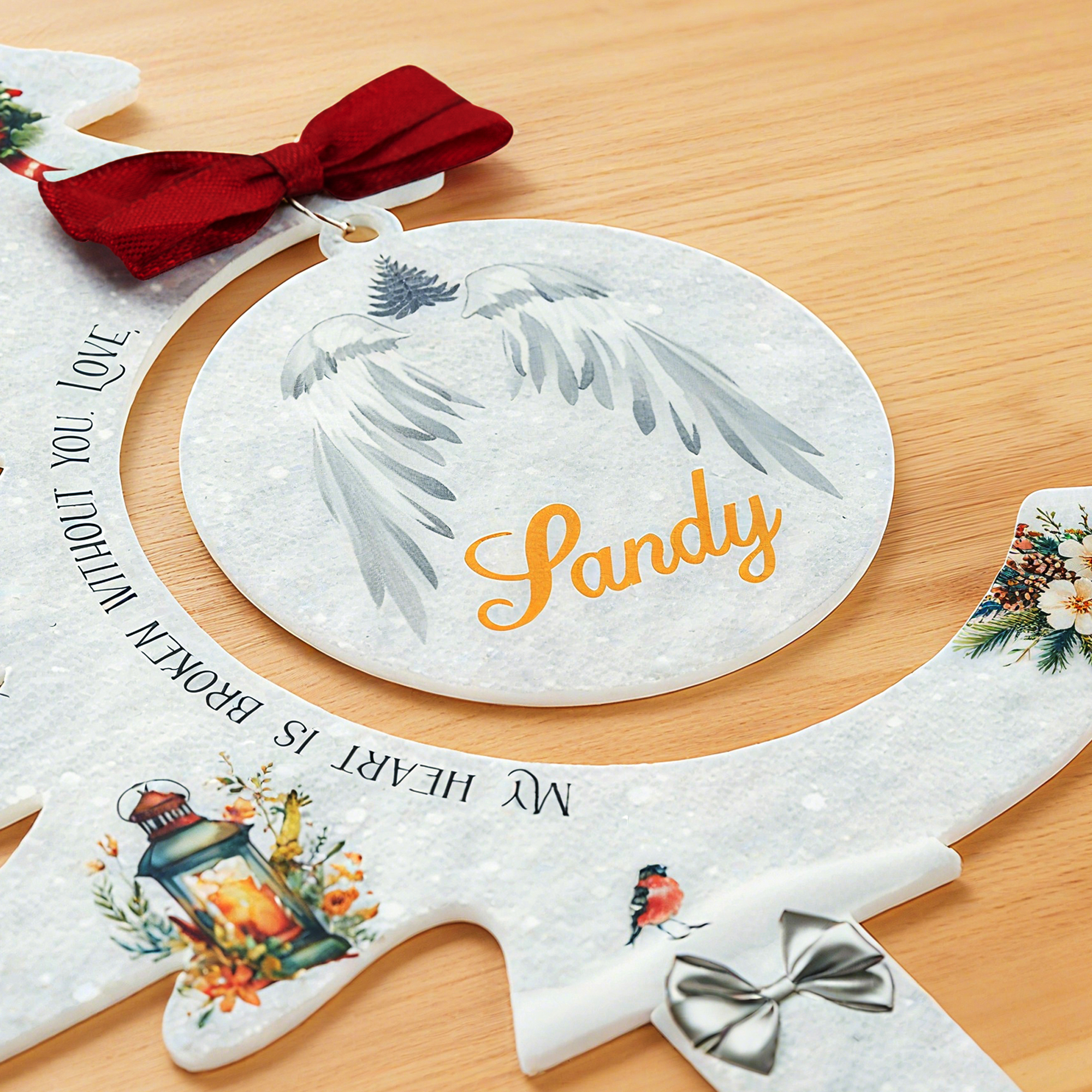 Personalized Angel Wings Cemetery Christmas Tree Memorial Grave Marker ...