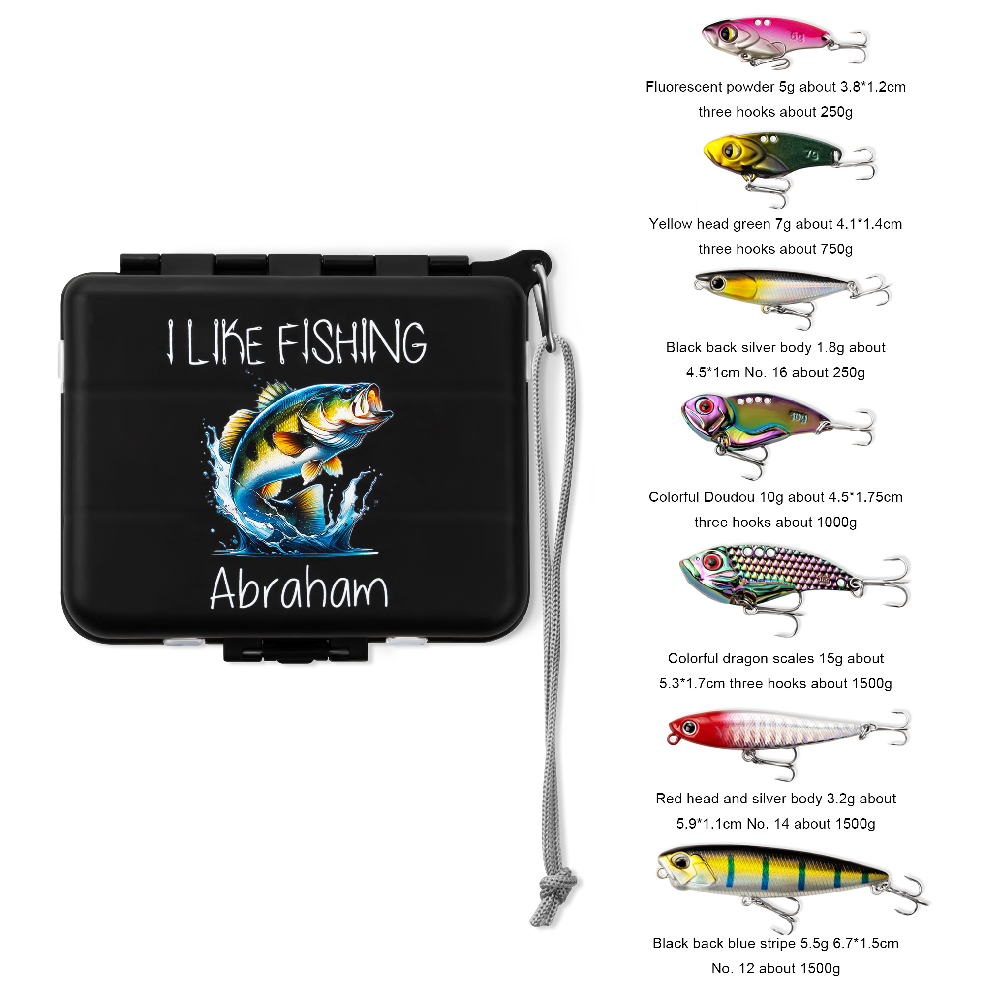 Personalized Portable Fishing Storage Box Set with Lifelike Fishing ...