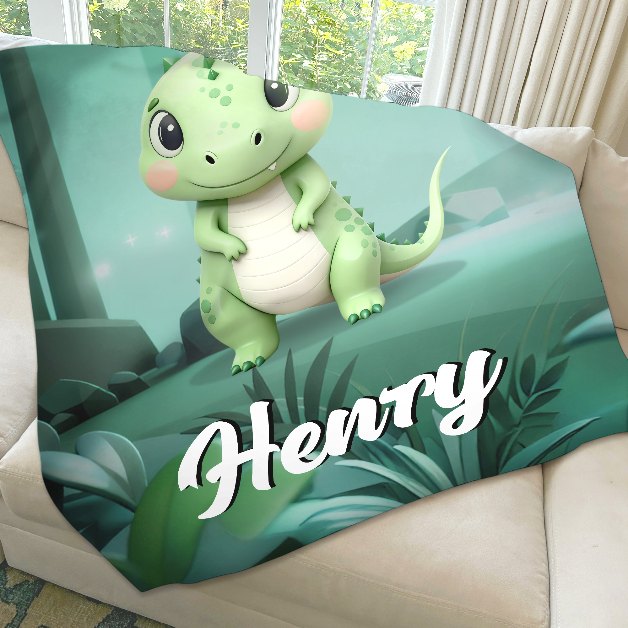 Couverture Dinosaur Jungle personnalisée avec nom Cadeau d'anniversaire ...