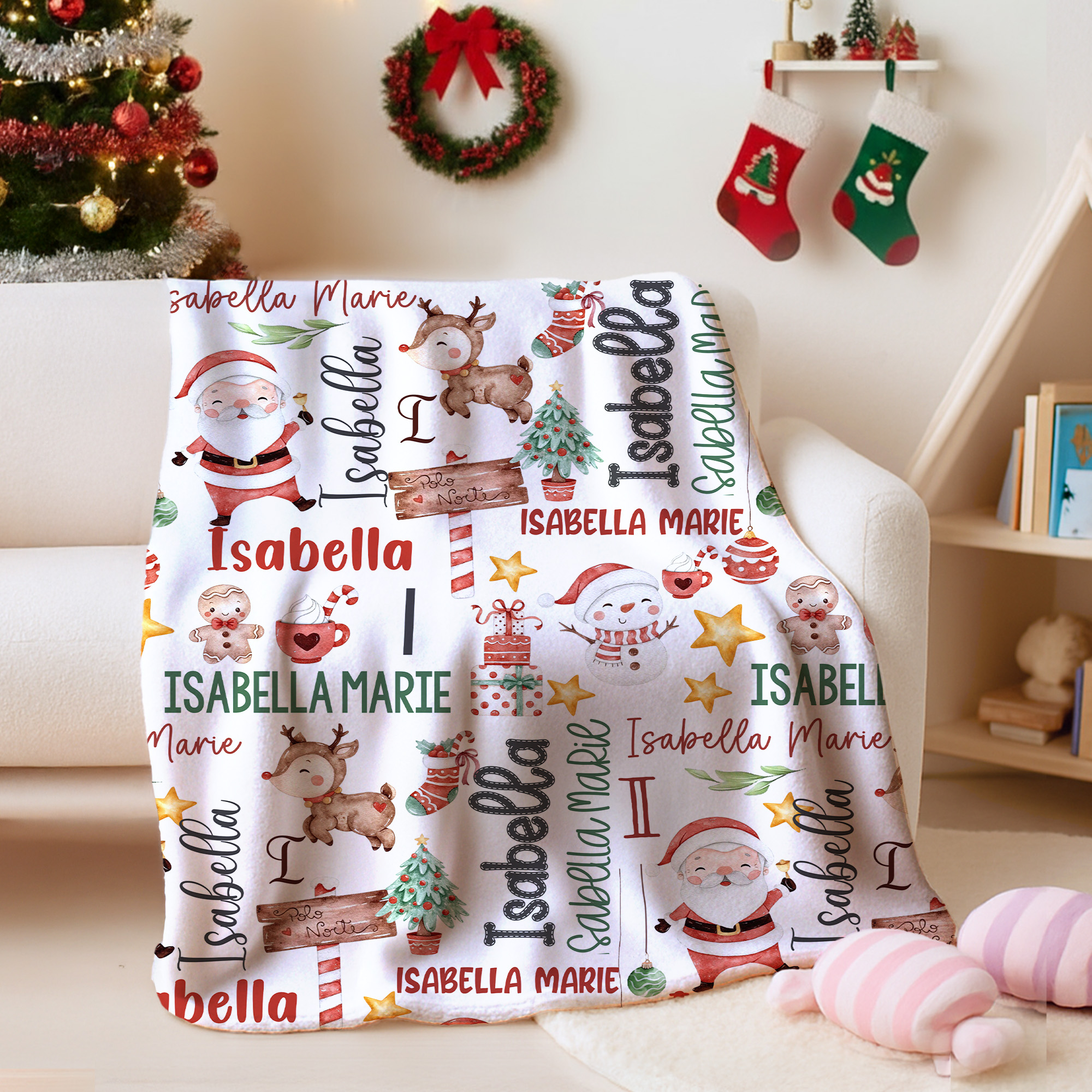 Personalized Cute Snowman Santa Claus Christmas Theme Soft Throw ...