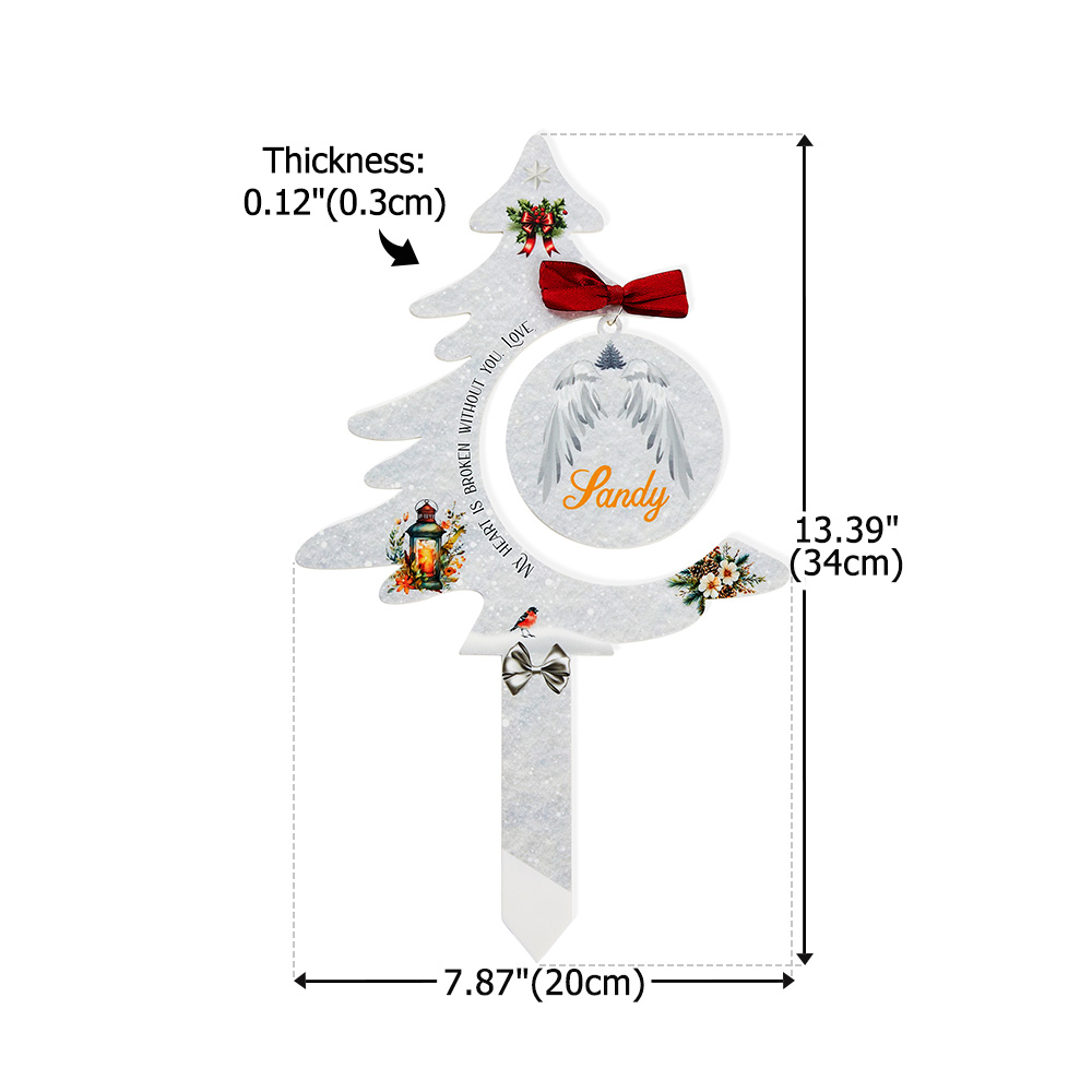 Personalized Angel Wings Cemetery Christmas Tree Memorial Grave Marker ...