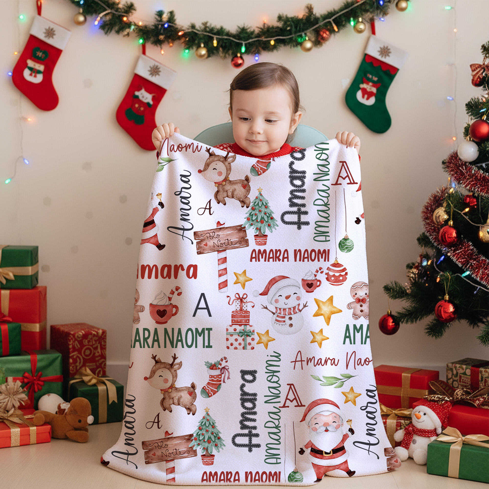 Personalized Cute Snowman Santa Claus Christmas Theme Soft Throw ...