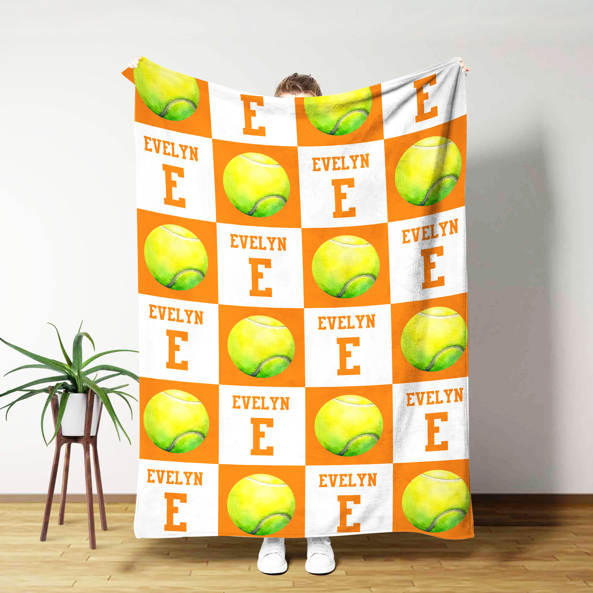 Personalized Badminton Volleyball Sport Check Soft Throw Blanket with ...