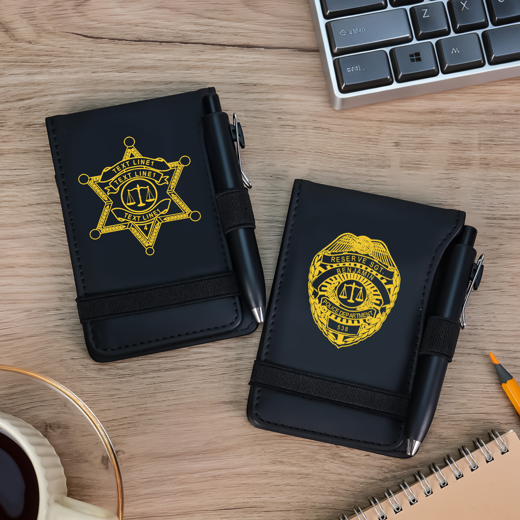Personalized PU Leather Sheriff Star Police Shield Law Enforcement ...