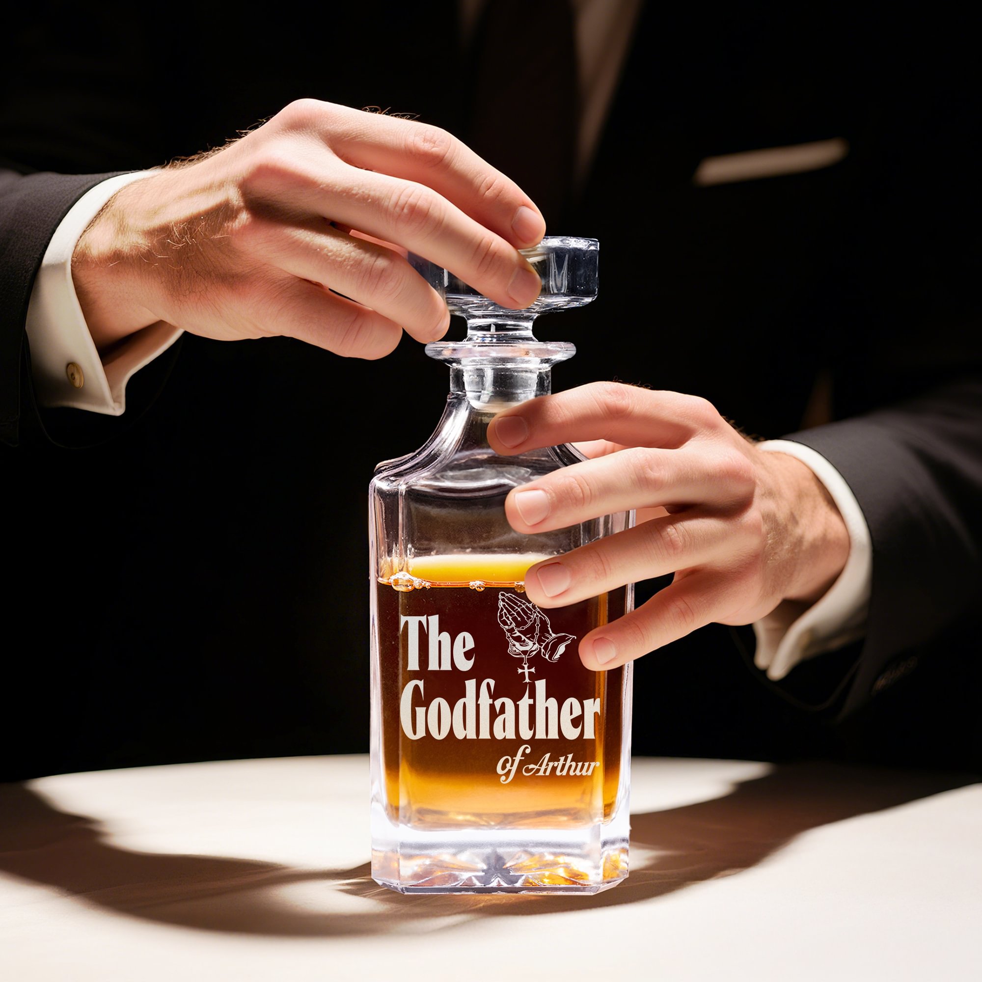 Personalised The Godfather Whiskey Decanter 4 Glasses Box Set with Name ...