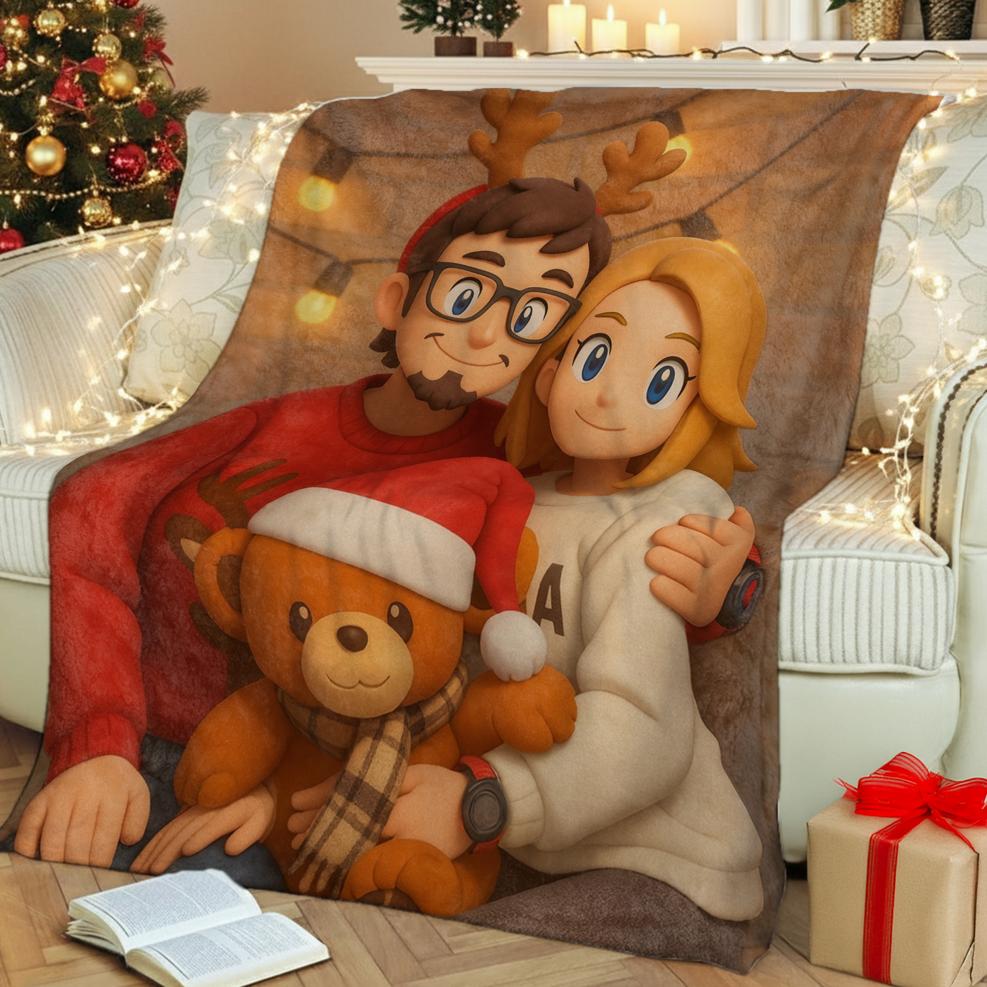 Personalisierte Cartoon Foto weiche Decke werfen Home Decor Weihnachten ...