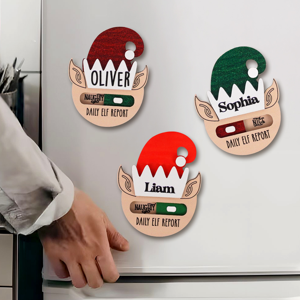 Personalized Daily Elf Report Christmas Ornament Fridge Magnet with ...