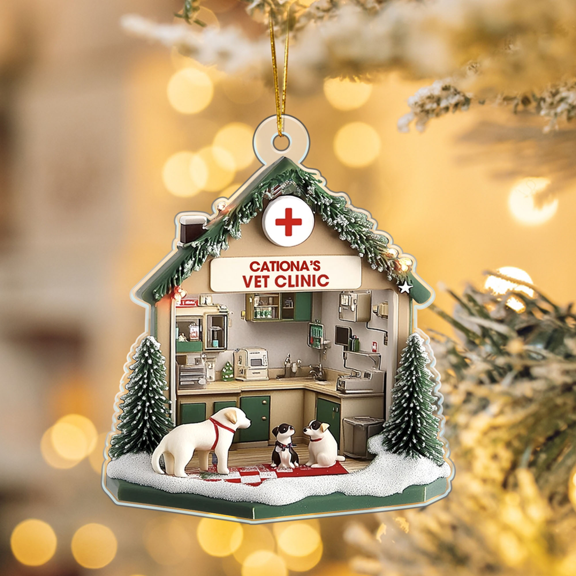Personalized Cute Vet Clinic Acrylic Christmas Ornament with Name ...