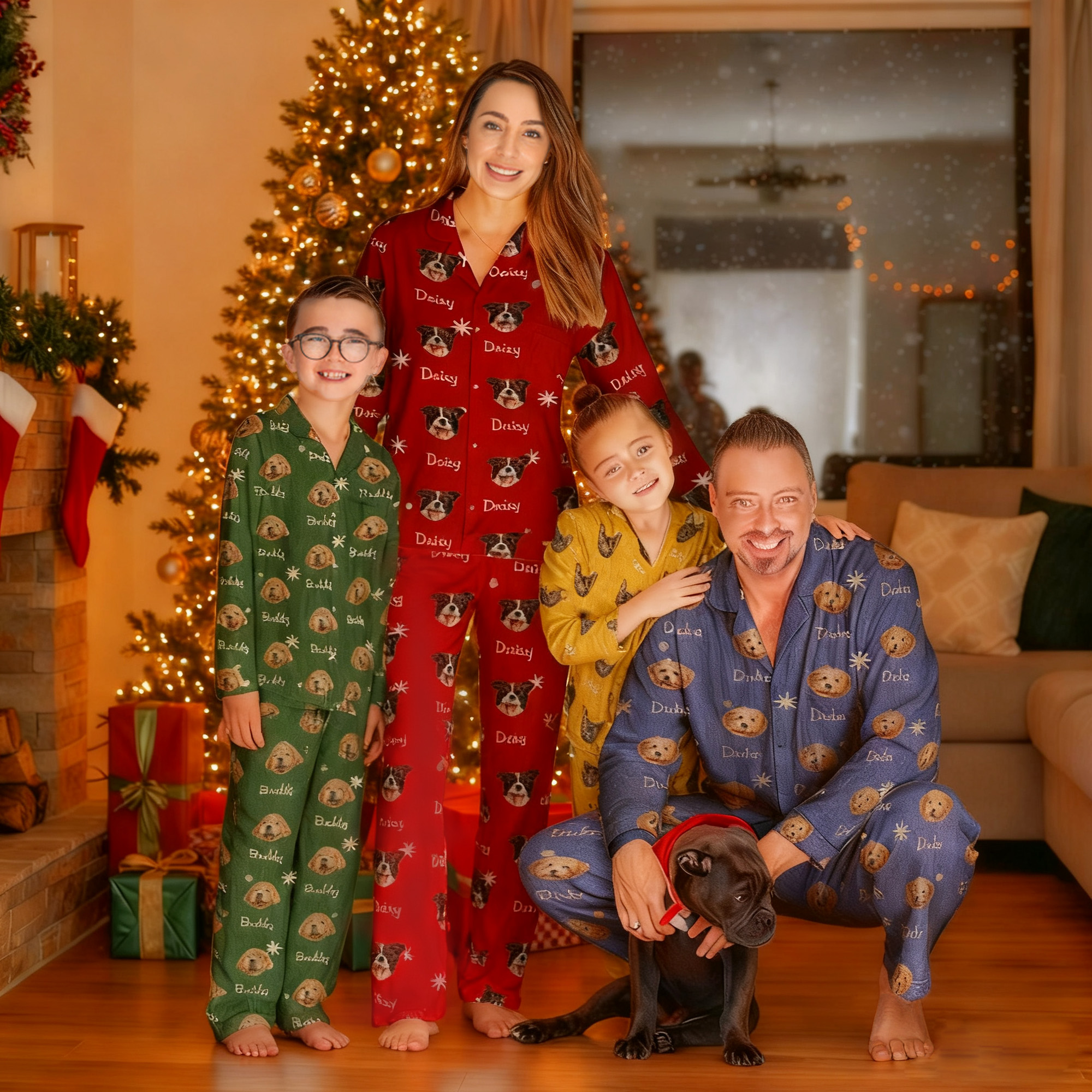 Personliga 1-5 foton av husdjur Flerfärgad mjuk långärmad pyjamas ...