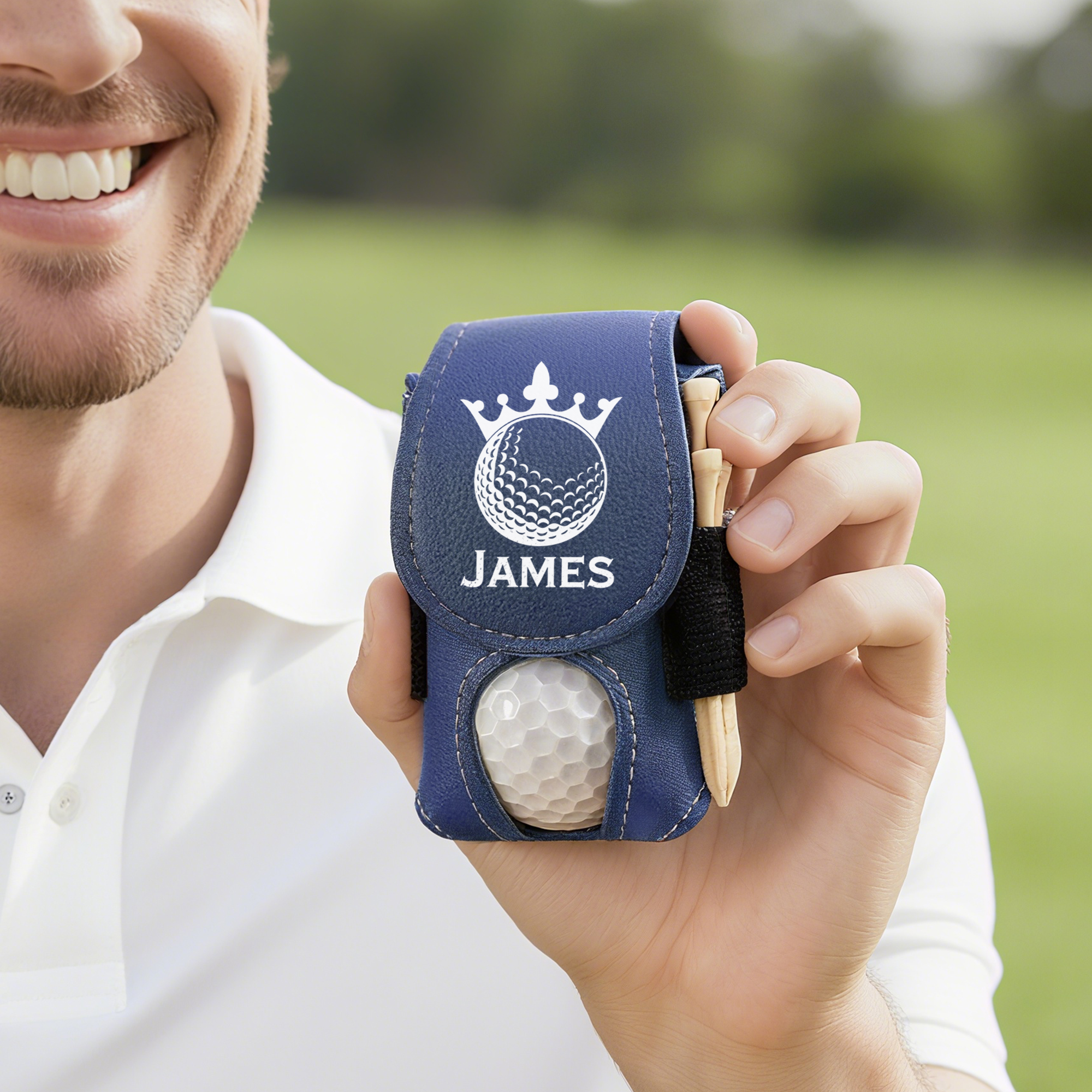 Personalized Multicolor PU Leather Monogrammed Golf Ball Tee Holder Bag ...