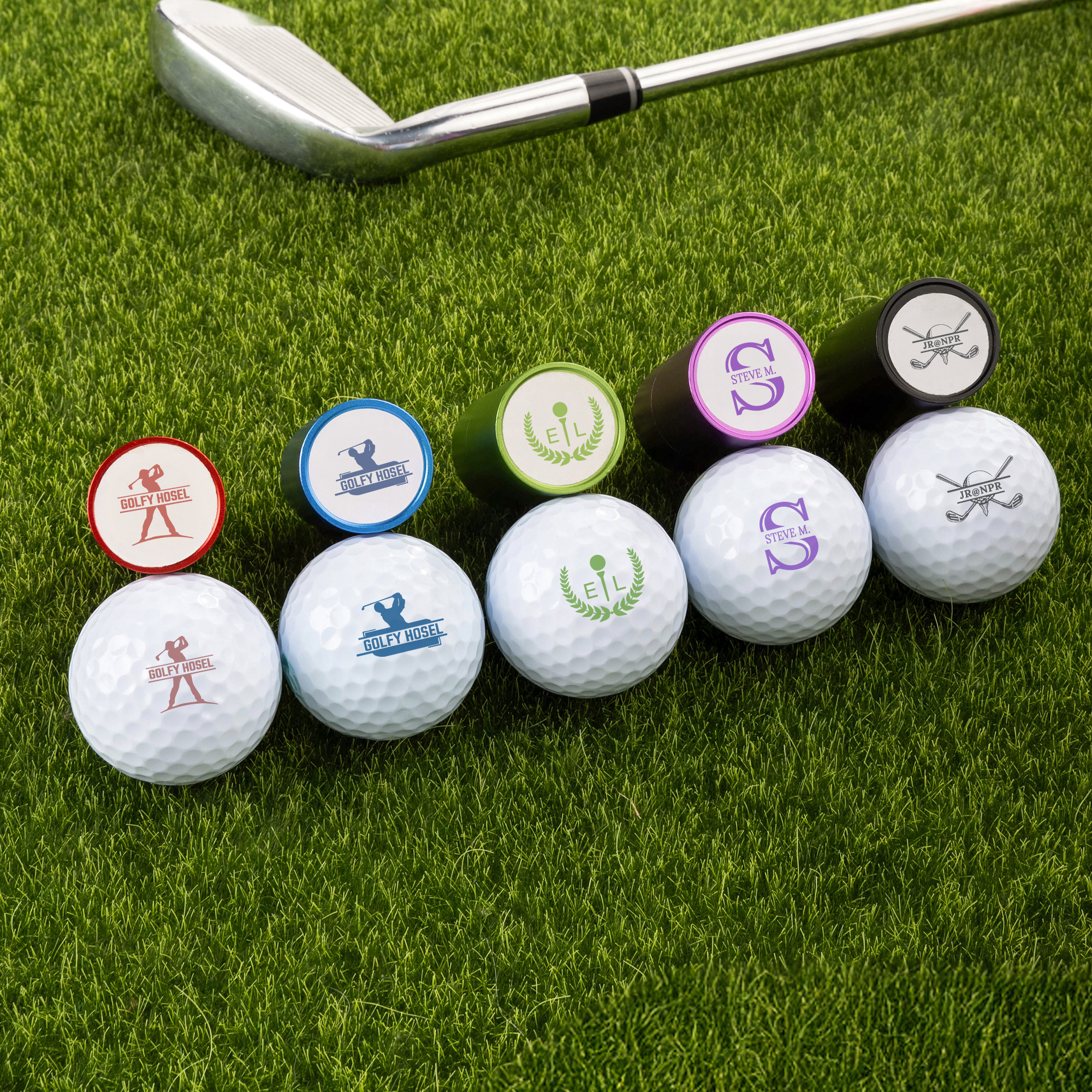 Personalized Golf Elements Monogram Design Golf Ball Stamp with Metal ...