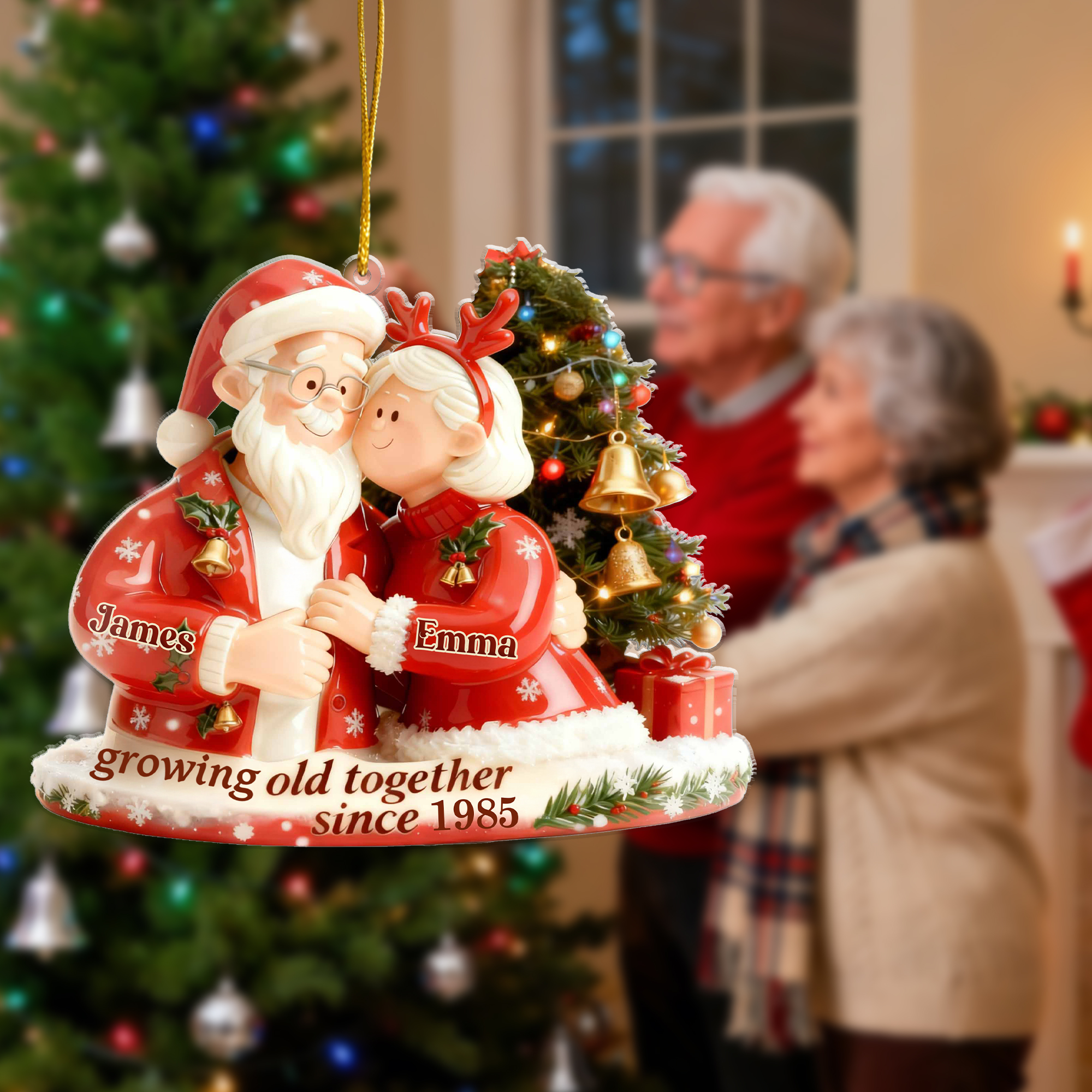 Personalised Christmas Couple Growing Old Together Acrylic Ornament ...