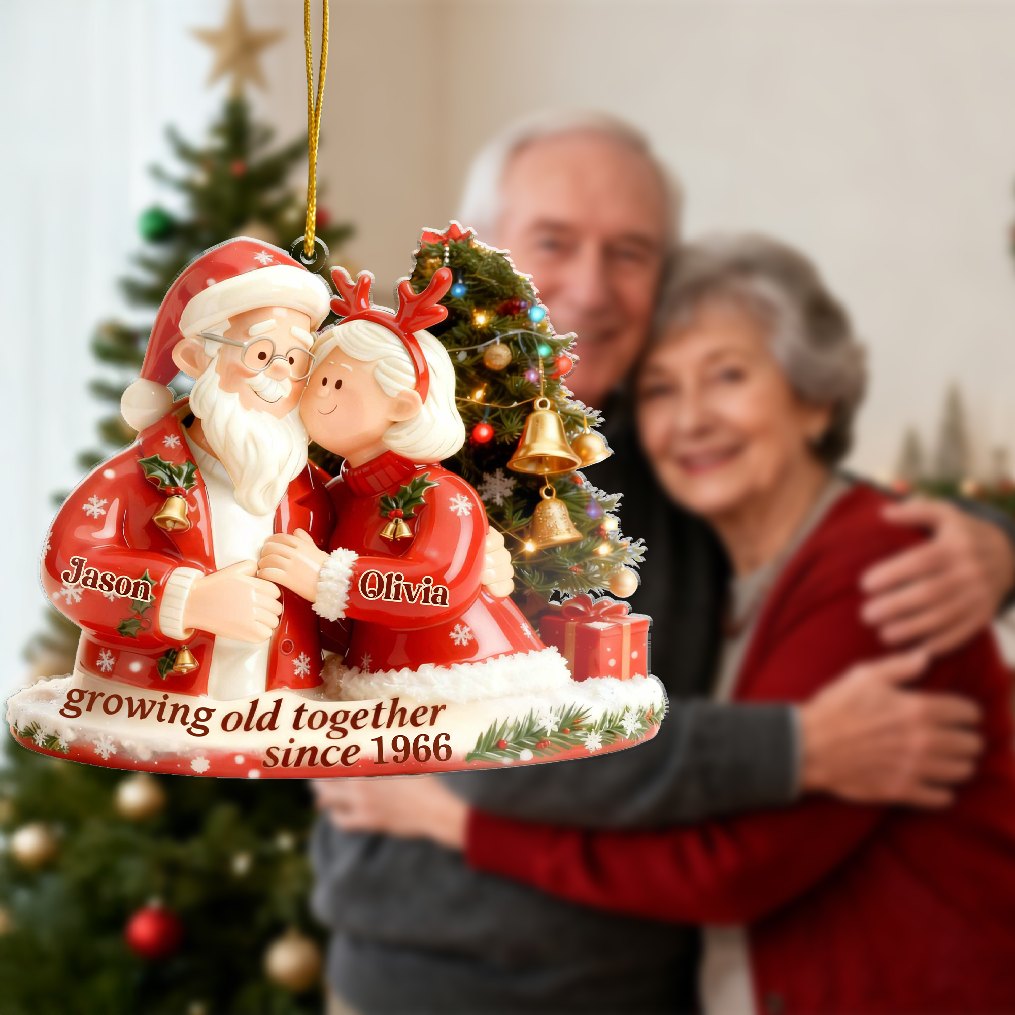 Personalised Christmas Couple Growing Old Together Acrylic Ornament ...