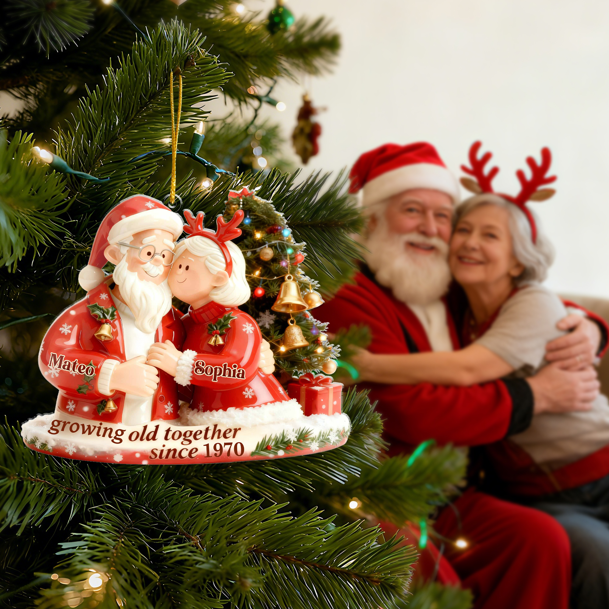 Personalised Christmas Couple Growing Old Together Acrylic Ornament ...