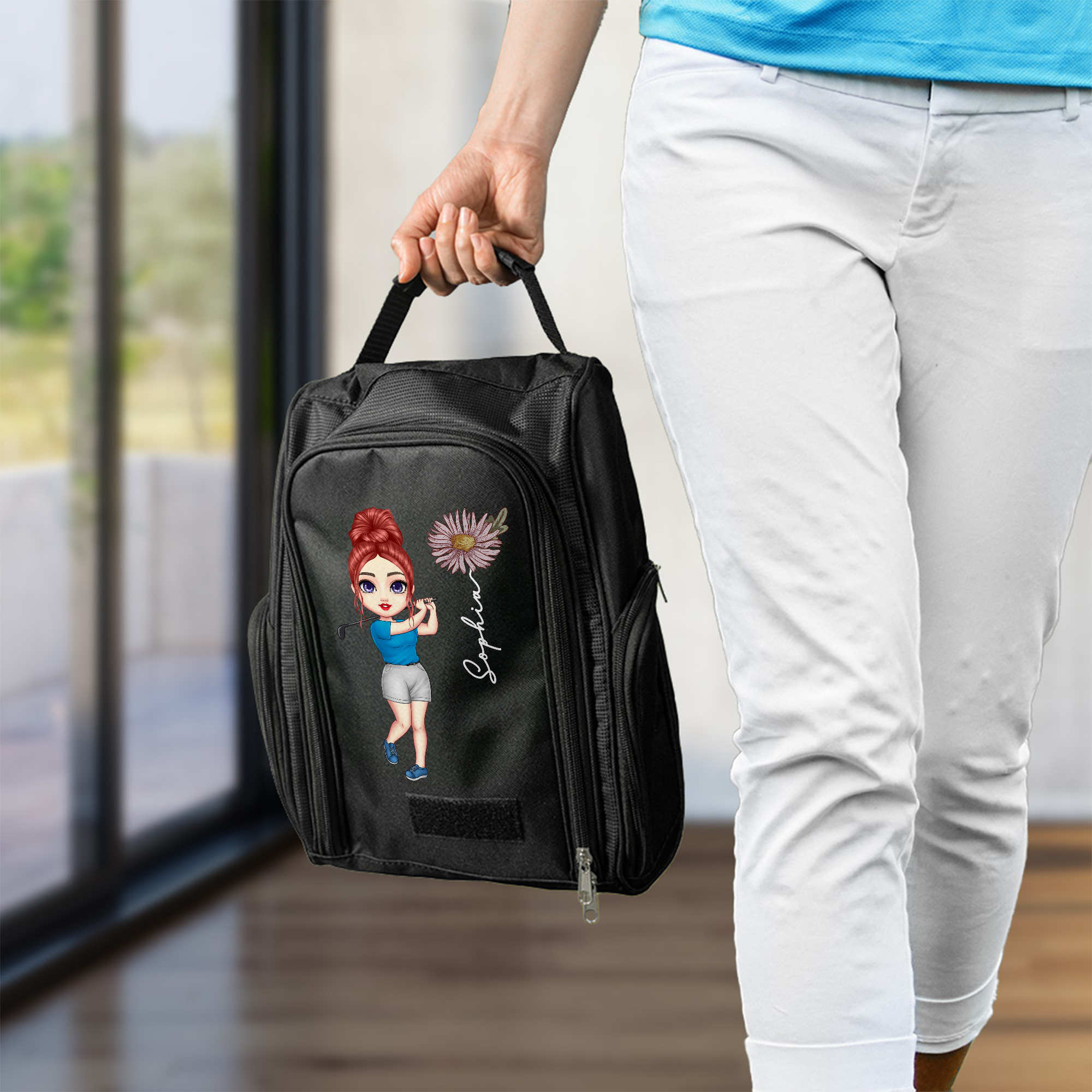 Personalized Cartoon Character Birth Flower Golf Shoes Bag with Name ...