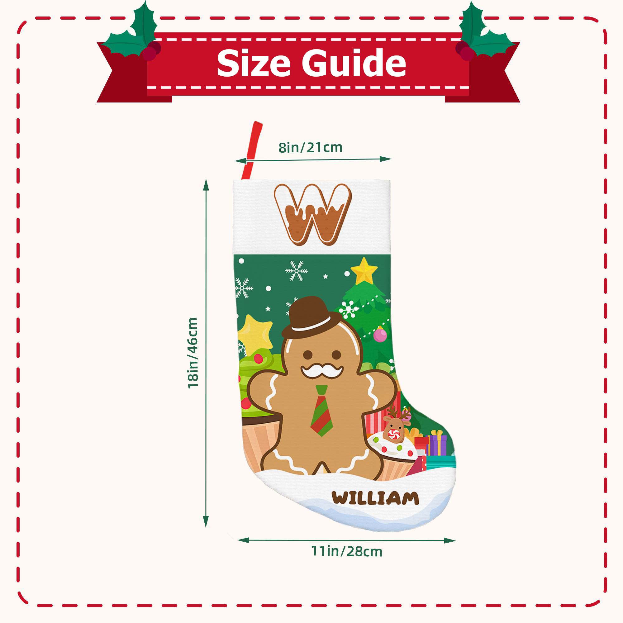 Personalised Multicolour Christmas Tree Gingerbread Man Christmas ...