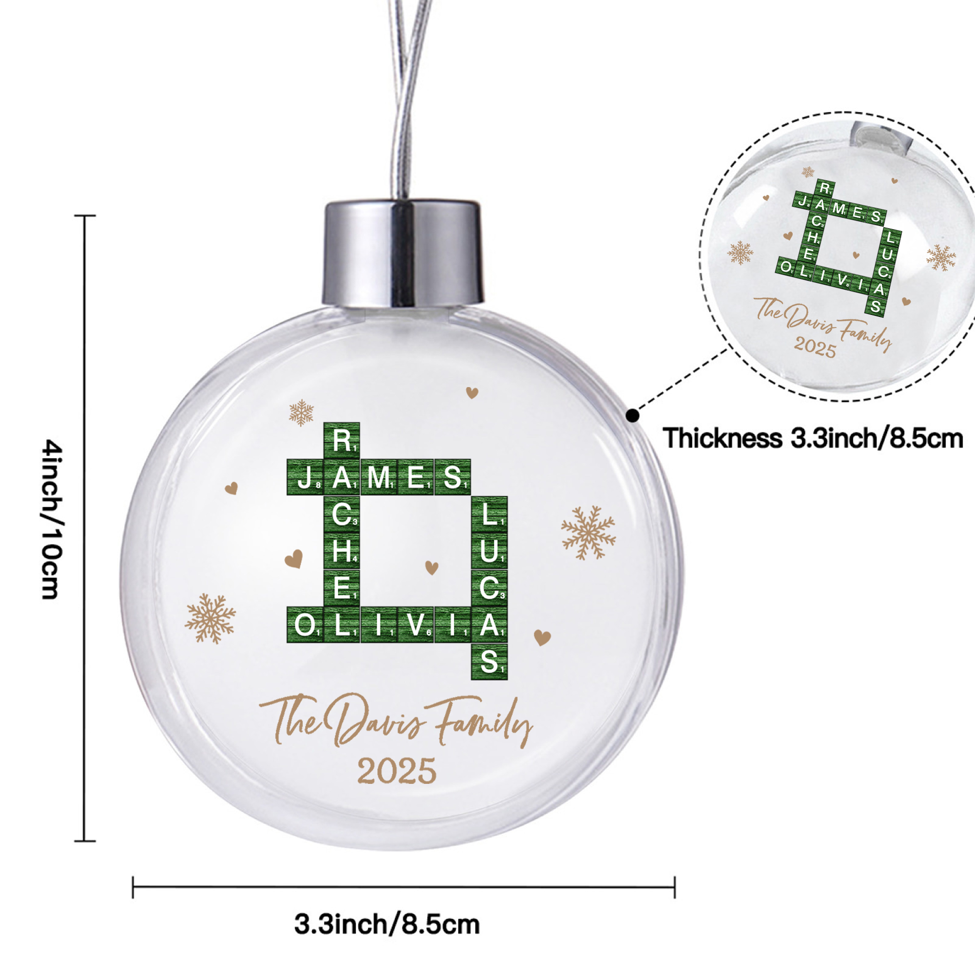Personalised Snowflake Crossword Puzzle Art Acrylic Christmas Ball ...